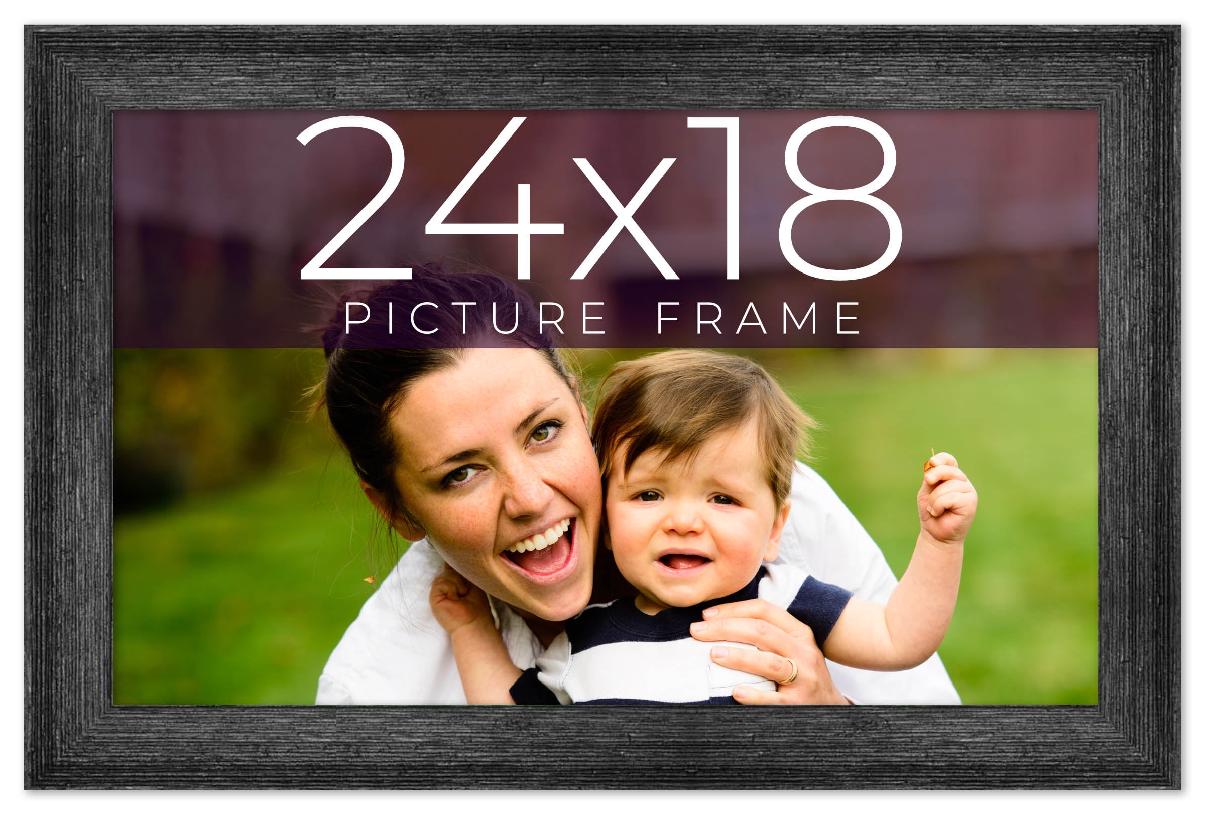 24x18 Frame Black Real Wood Picture Frame Width 1.5 inches | Interior Frame Depth 0.5 inches ...