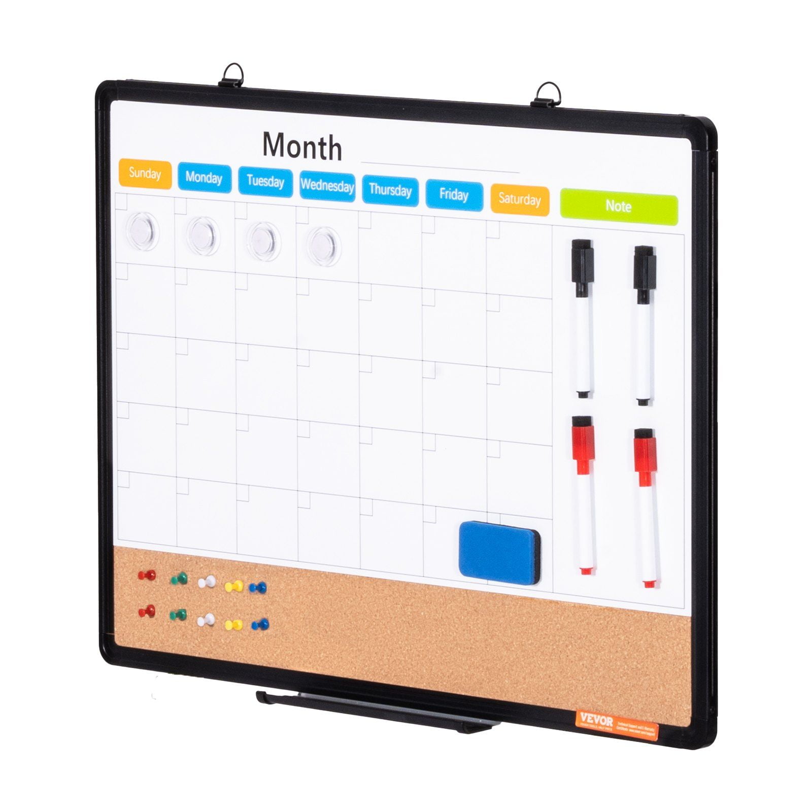 24x18 Inch Monthly Calendar Whiteboard & Cork Board Combo - Aluminum ...