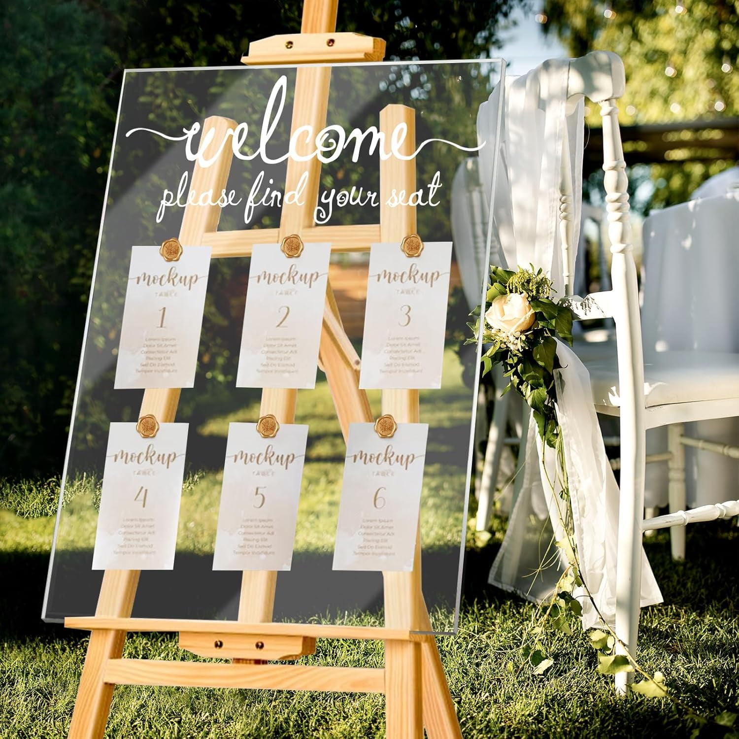 24x18 Inch Wedding Seating Chart Board Display with 15 Rose Wax Seal ...