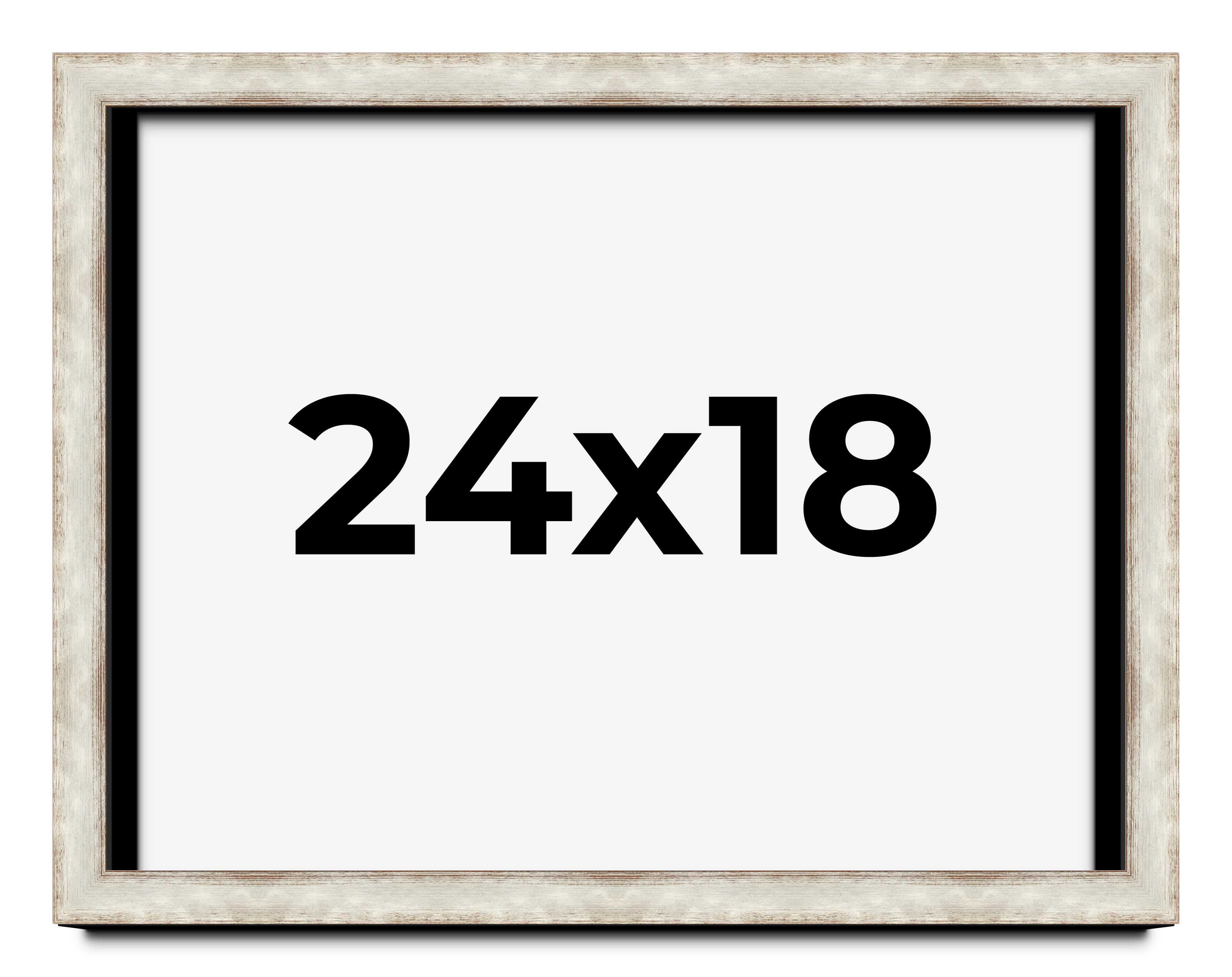 24x18 Shadow Box Frame Silver | 1.625 Inches Deep Real Wood ...