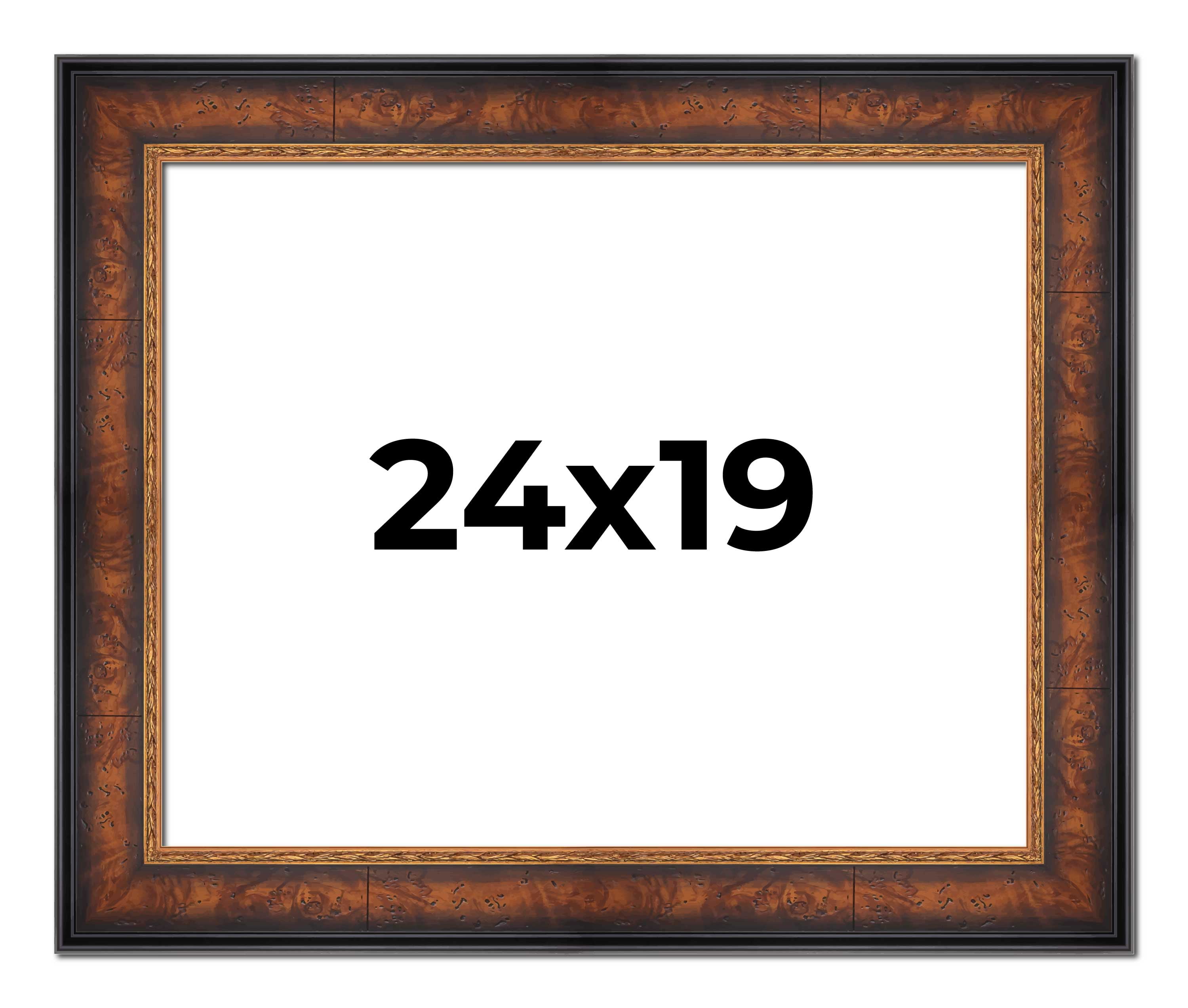 24x19 Frame Brown Walnut Gold Ornate Trim Solid Wood Plein Air Picture ...