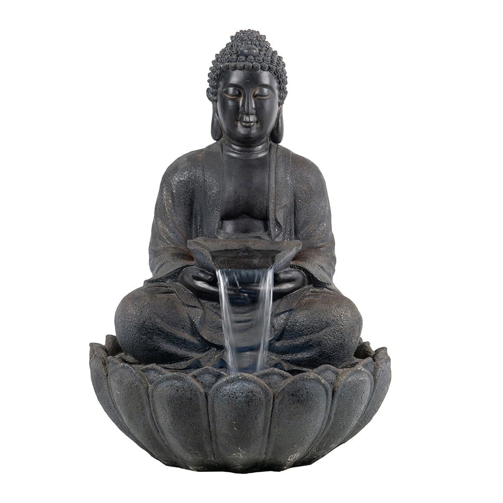 24x20.5x34" Dark Gray Buddha Zen Water Fountain - Indoor/Outdoor ...