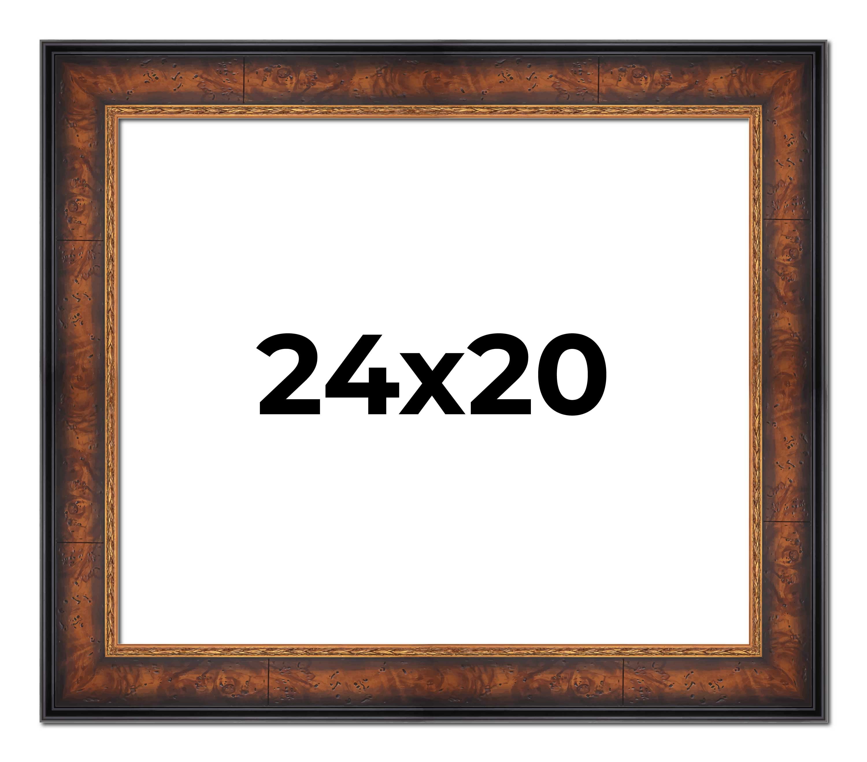 24x20 Frame Brown Walnut Gold Ornate Trim Solid Wood Plein Air Picture ...