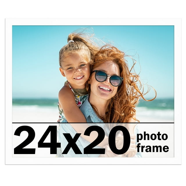 24x20 Frame White Solid Wood Picture Frame Includes UV Acrylic Shatter ...