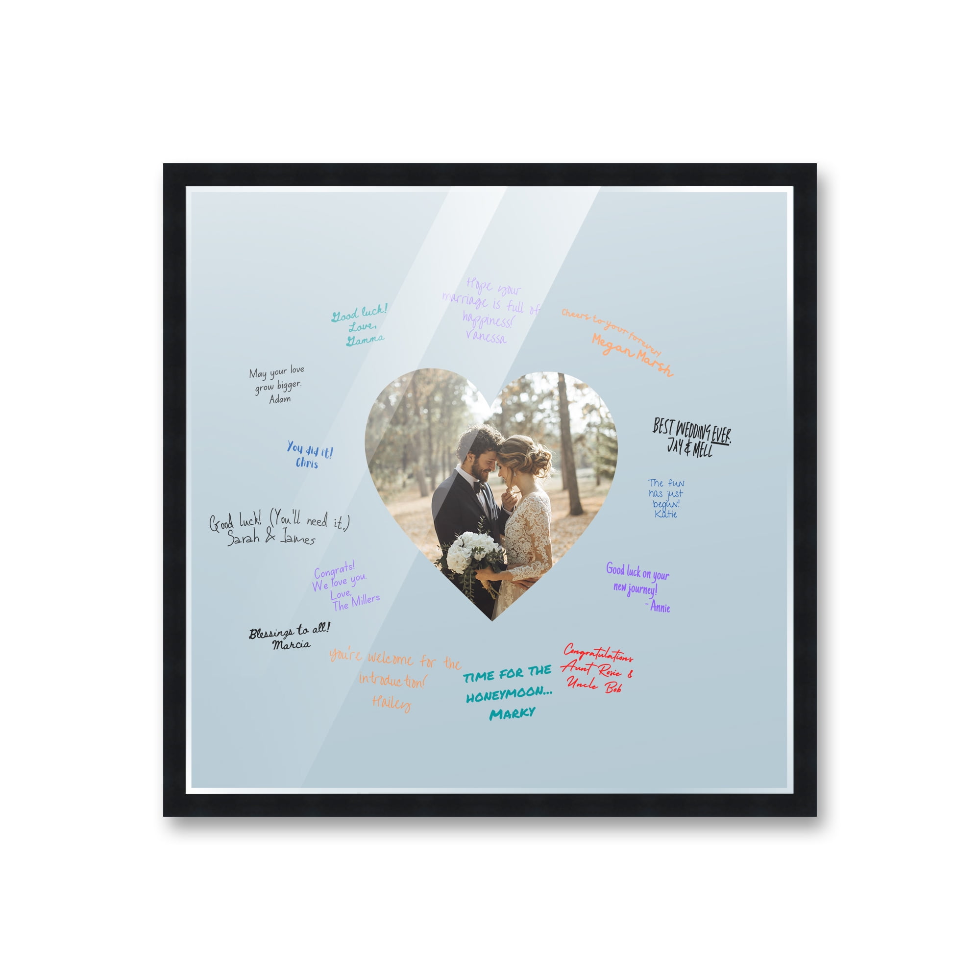 24x24 Black Autograph & Signature Frame With Blue Heart Photo Mat for ...