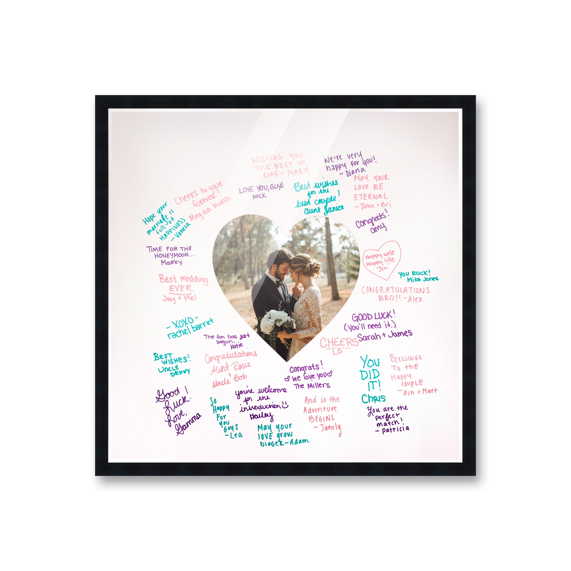 24x24 Black Autograph & Signature Frame With White Heart Photo Mat for ...
