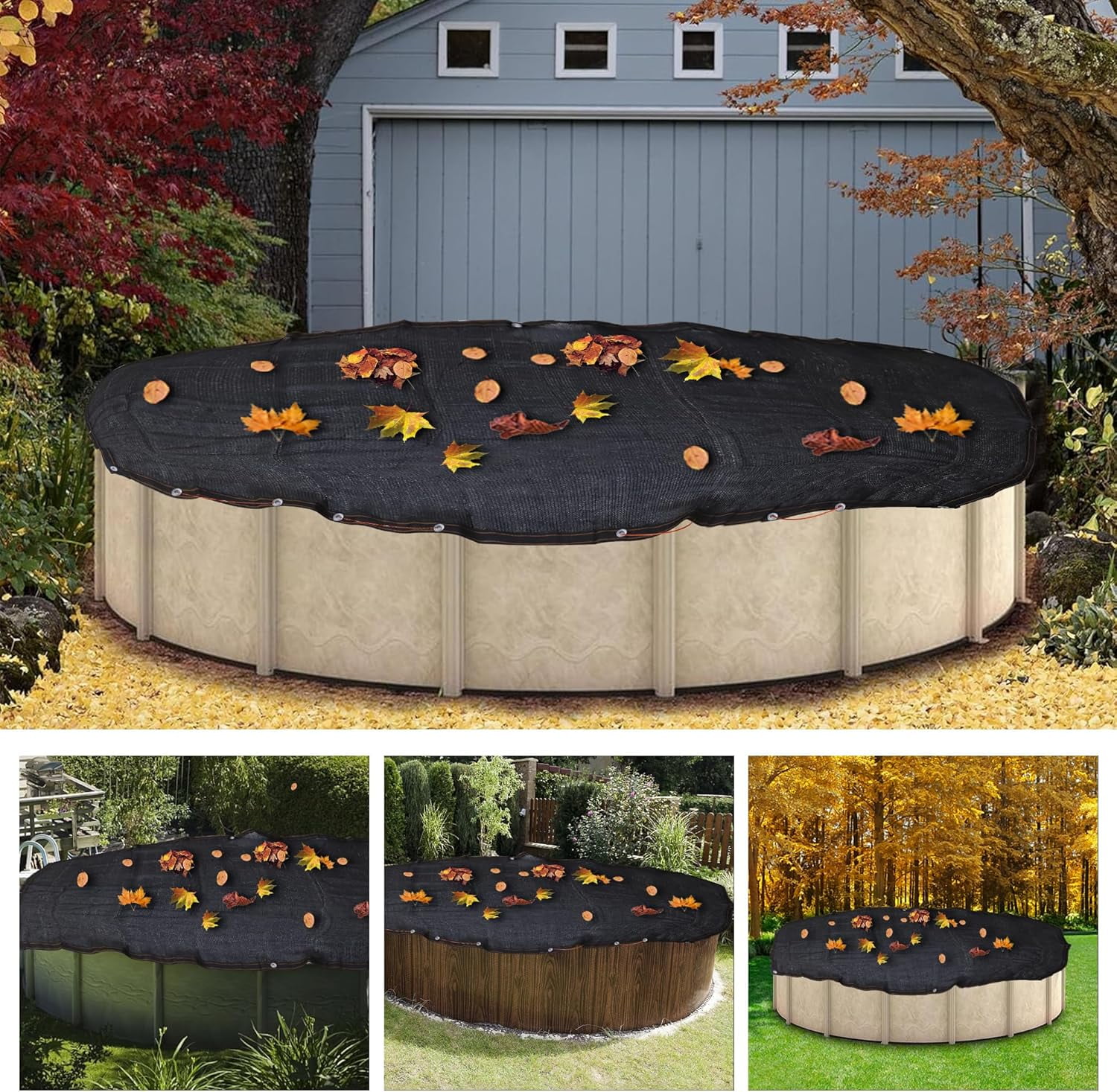 24x24 FT Pool Leaf Net Cover for Inground Pools, Square Mesh Pool Cover ...