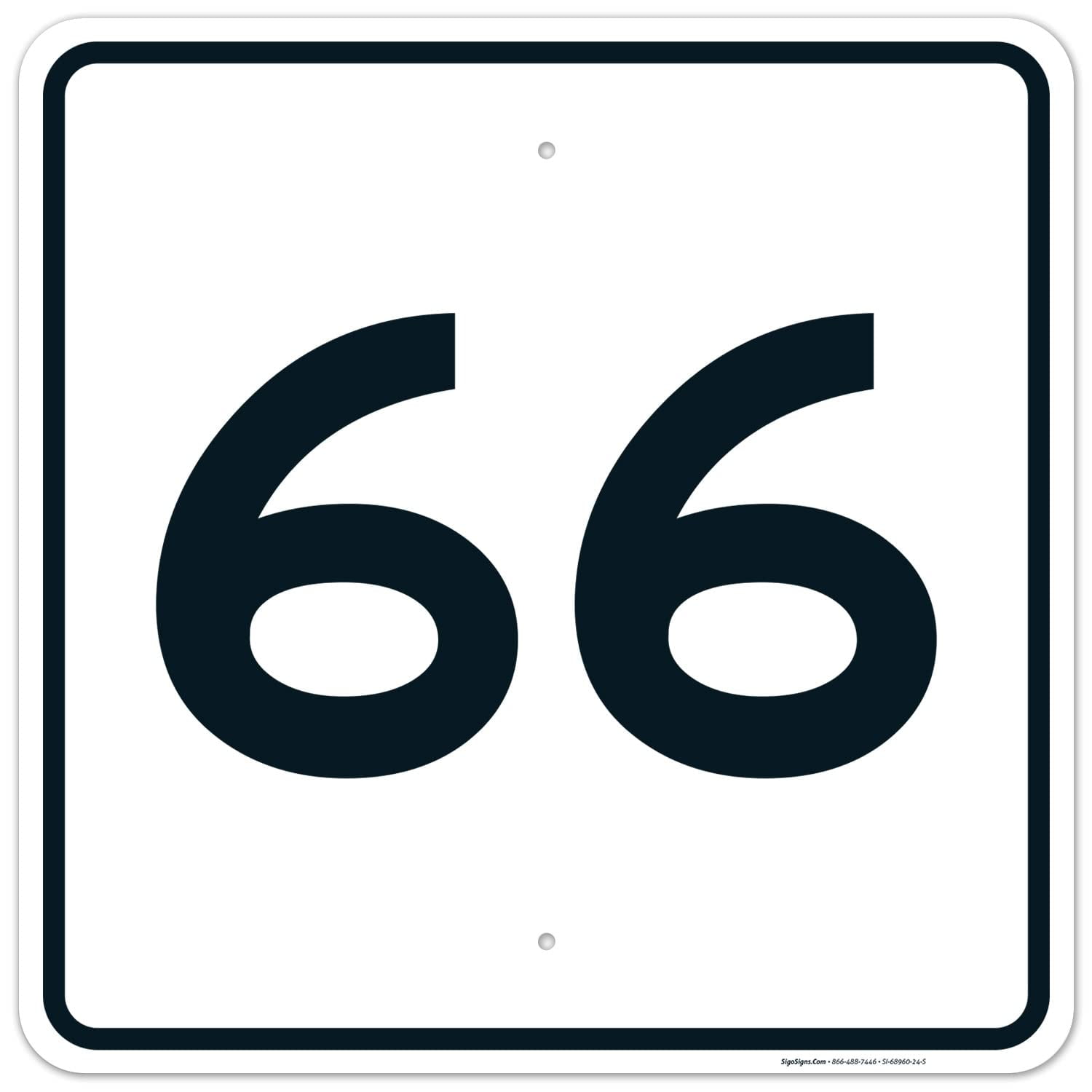 24x24 Inches, Parking Lot Number 66 Sign, 55 mil Thick HDPE (high ...