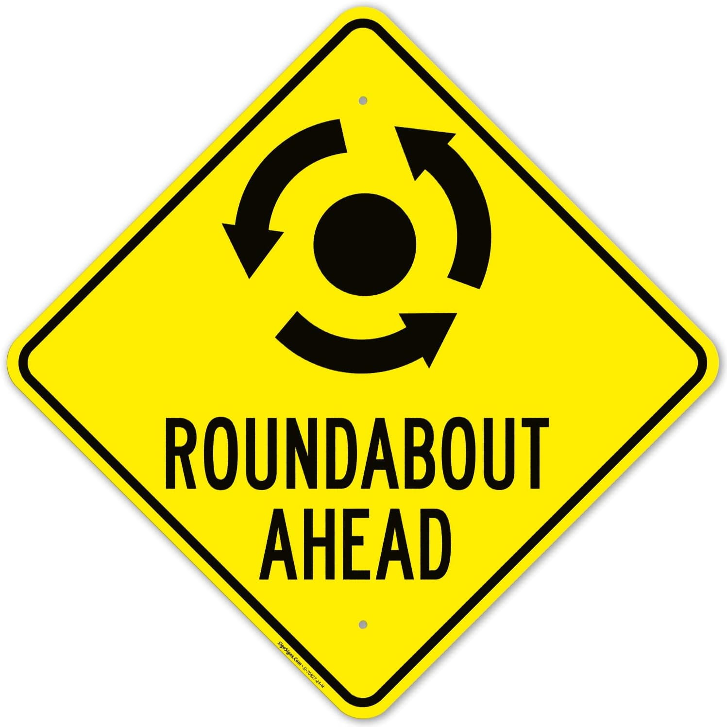 24x24 Inches, Roundabout Ahead with Clockwise Direction Arrows Sign ...