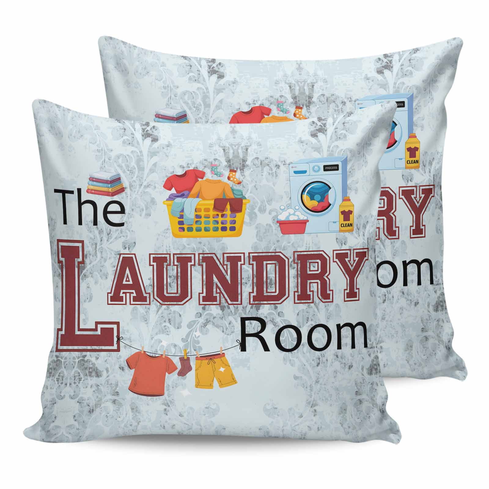 24x24 Pillow Covers Set of 2, Laundry Room Throw Pillow Covers ...
