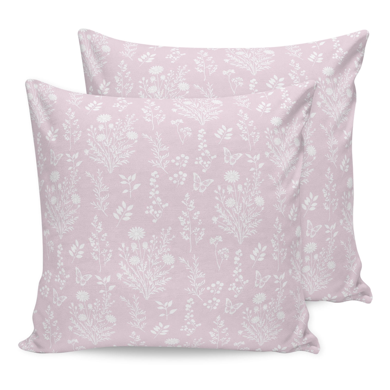 24x24 Pillow Covers Set of 2, Pink Botanical Square Throw Pillow Covers ...