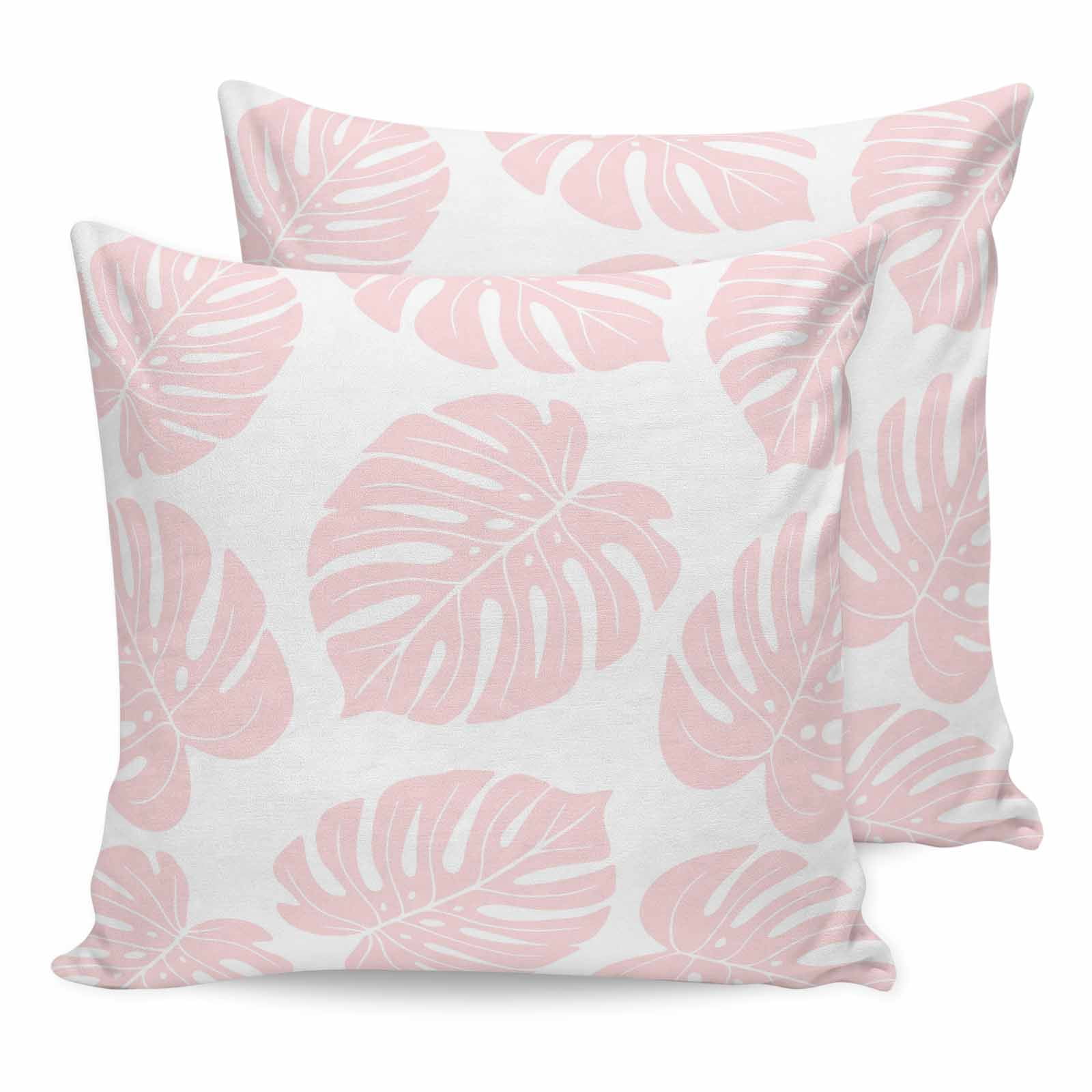 24x24 Pillow Covers Set of 2, Pink Monstera Leaf Square Throw Pillow ...