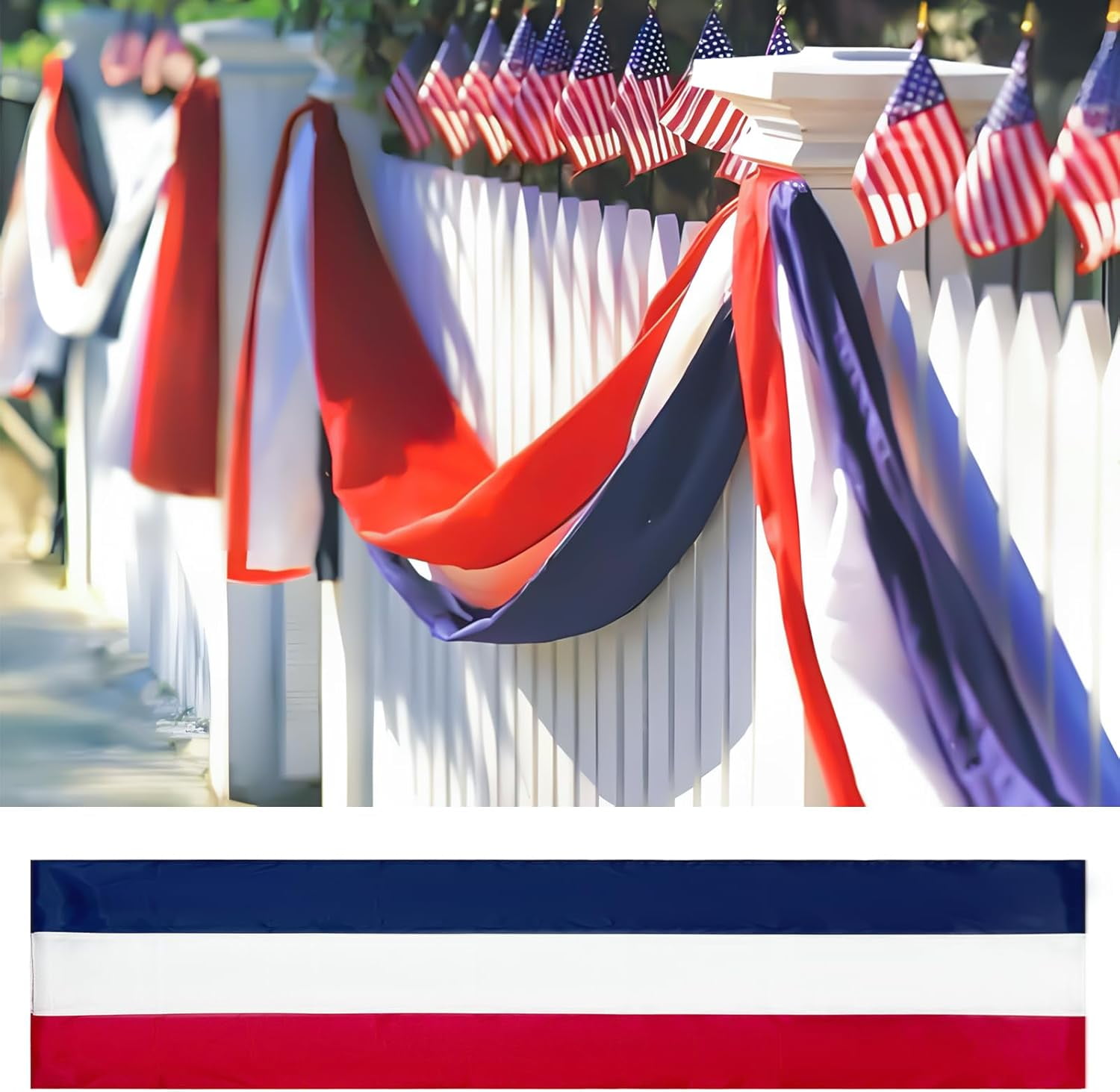 24x240 Inch American Patriotic Bunting Flags,Red White and Blue Banner ...