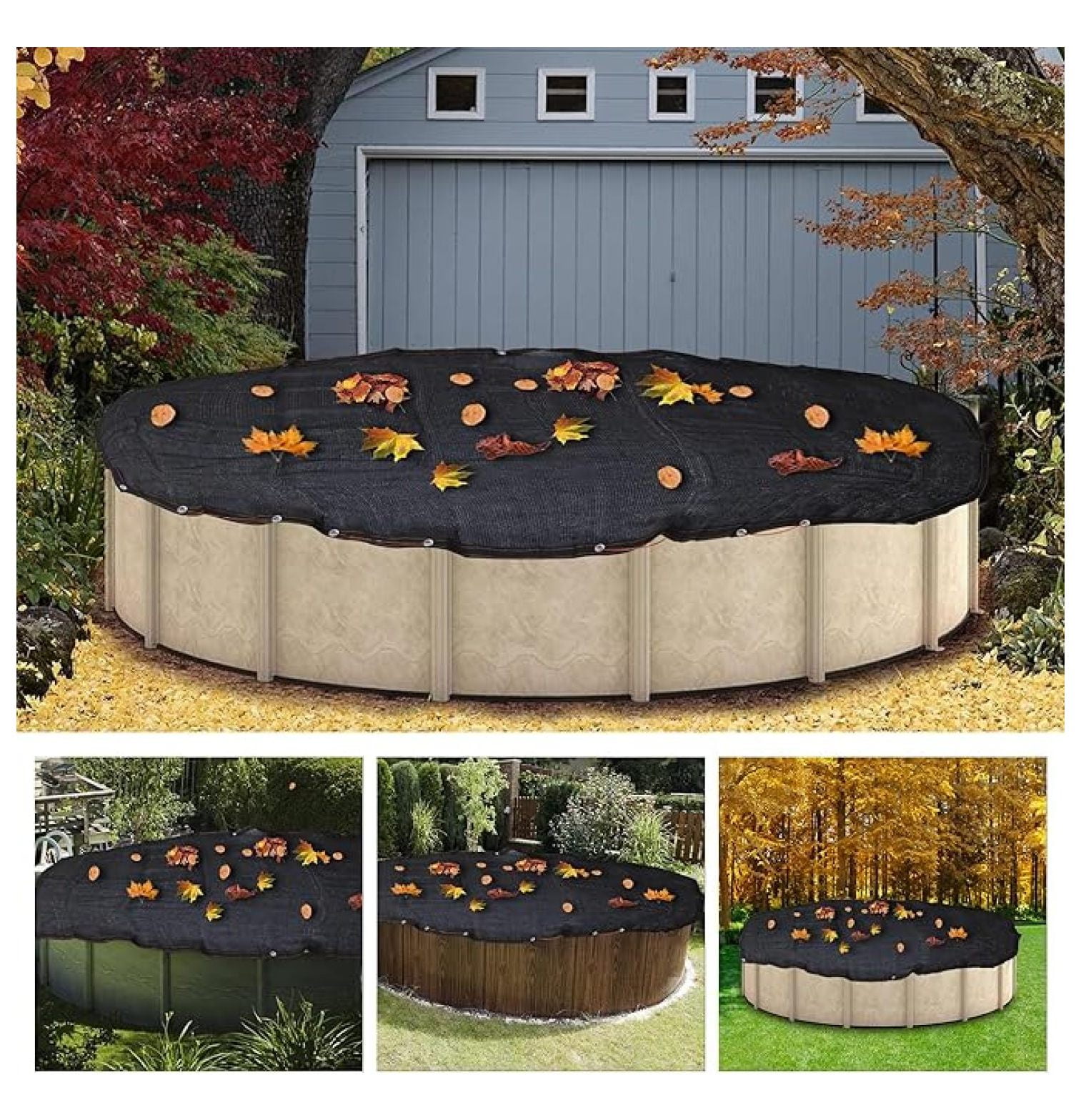 24x24FT Pool Leaf Net Cover for Round Pools, Mesh Pool Cover for ...