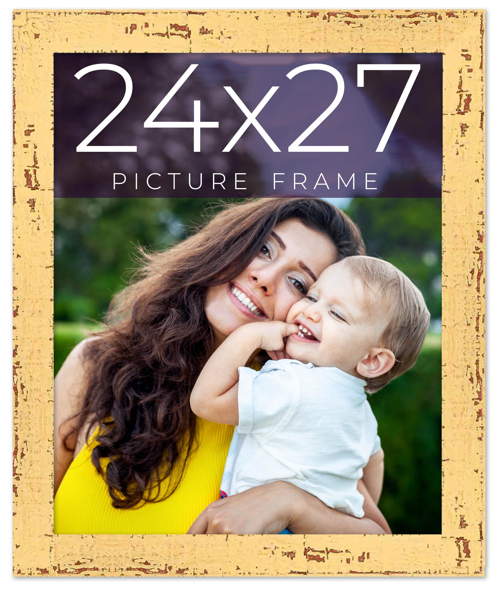24x27 Frame Yellow Real Wood Picture Frame Width 1.25 inches | Interior ...