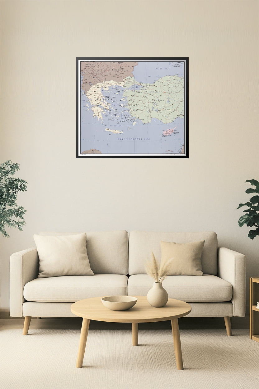 24x27in Poster Aegean Sea Region Map – Greece, Turkey & Cyprus ...