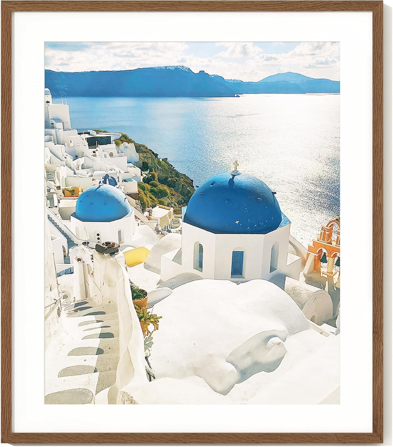 24x28 Poster Frame - Solid Oak Wood 24x28 Frame With Mat for 20x24 ...