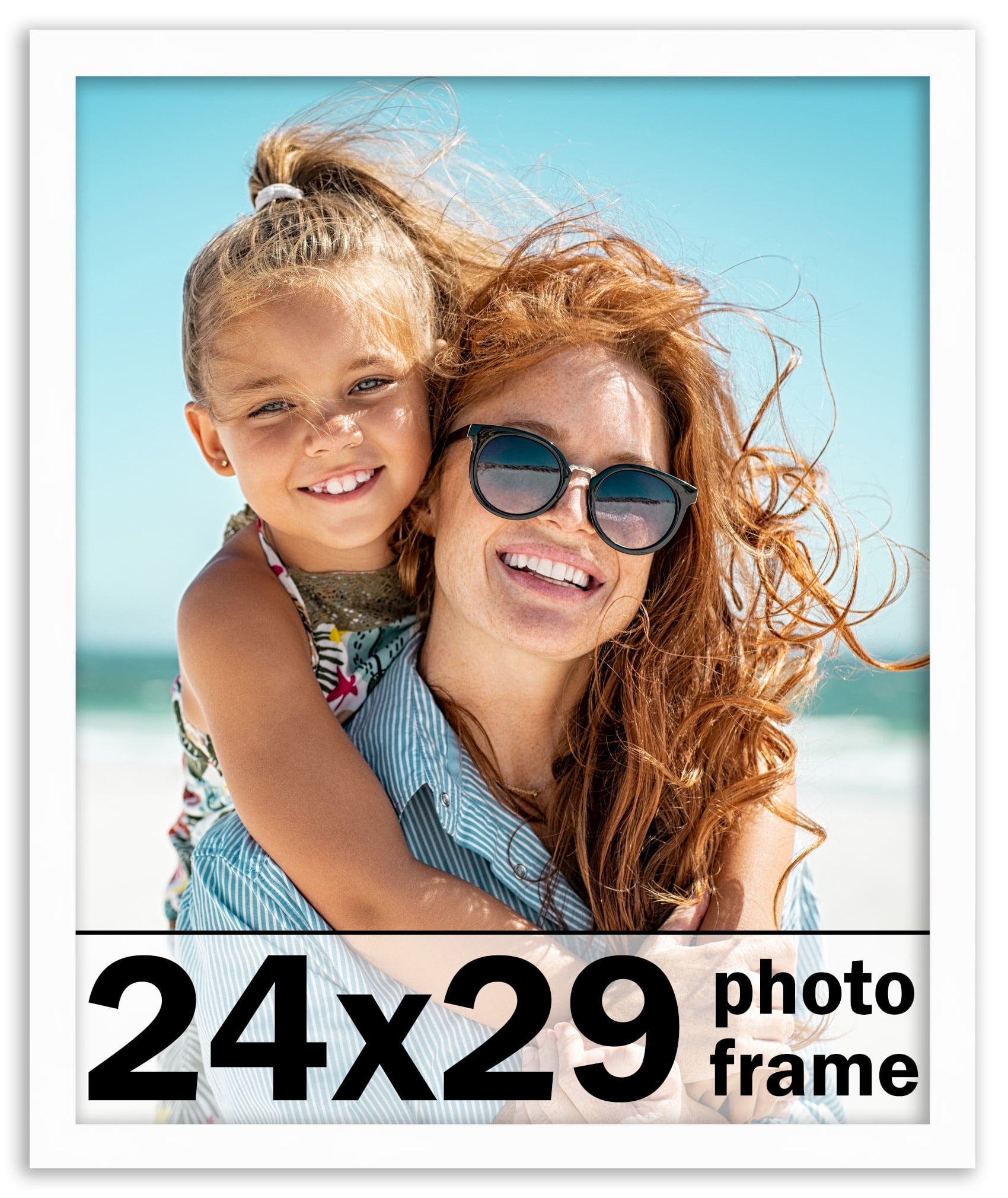 24x29 Frame White Solid Wood Picture Frame Includes UV Acrylic Shatter ...