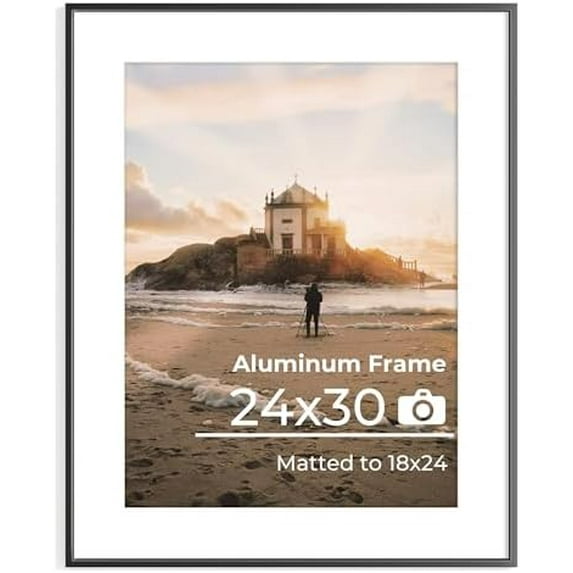 24x30 Aluminum Picture Frame - with Mat for 18x24 Photo or Without Mat ...