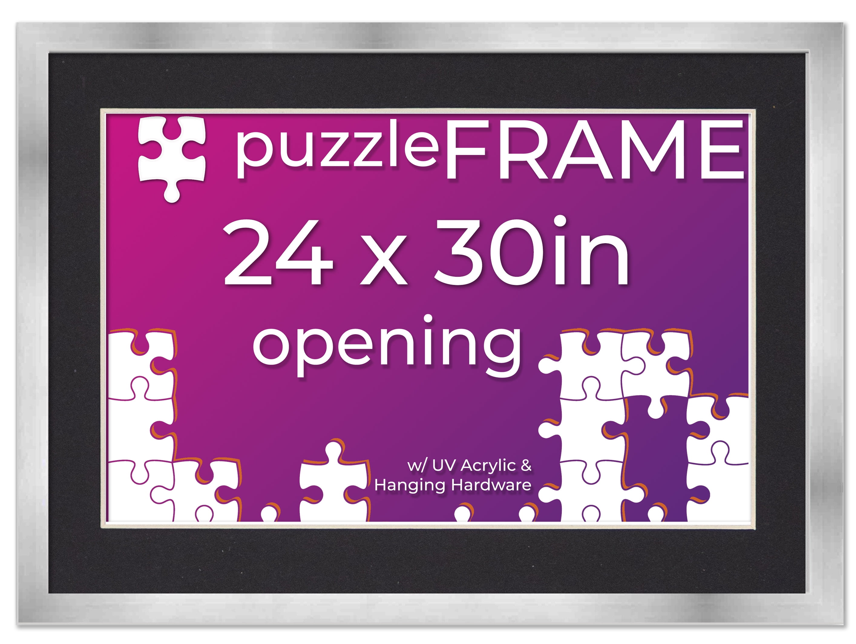 24x30 Jigsaw Puzzle Frame Kit - Kit Includes Puzzle Glue Sheets, Silver ...