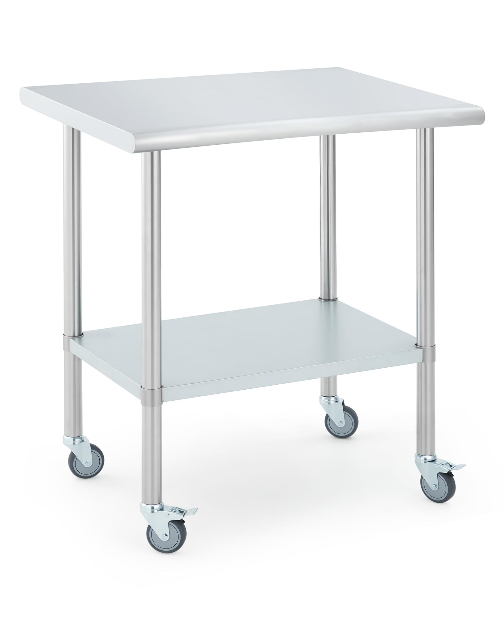 24x30 Inch Stainless Steel Prep Table with Wheels, Heavy Duty Mobile ...