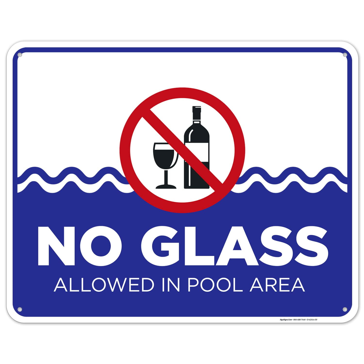 24x30 Inches, No Glass Allowed in Pool Area Sign, Pool Sign, 55 mil ...