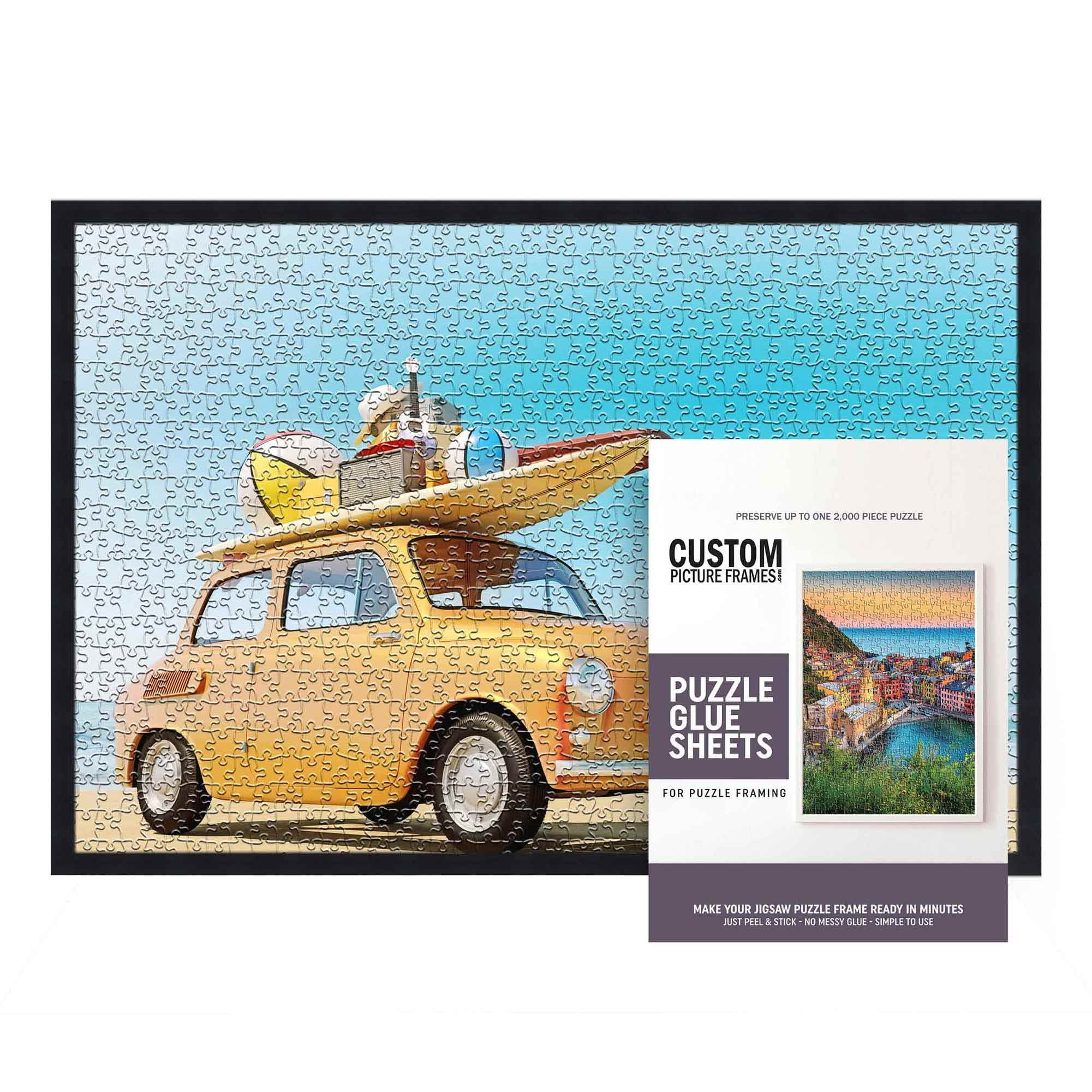 24x30 Puzzle Frame Kit with Glue Sheets | Black Mid Century Picture ...