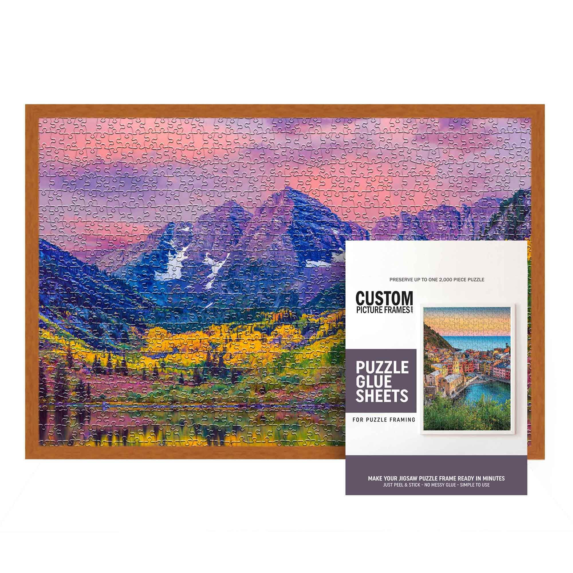 24x30 Puzzle Frame Kit with Glue Sheets | Light Brown Traditional ...