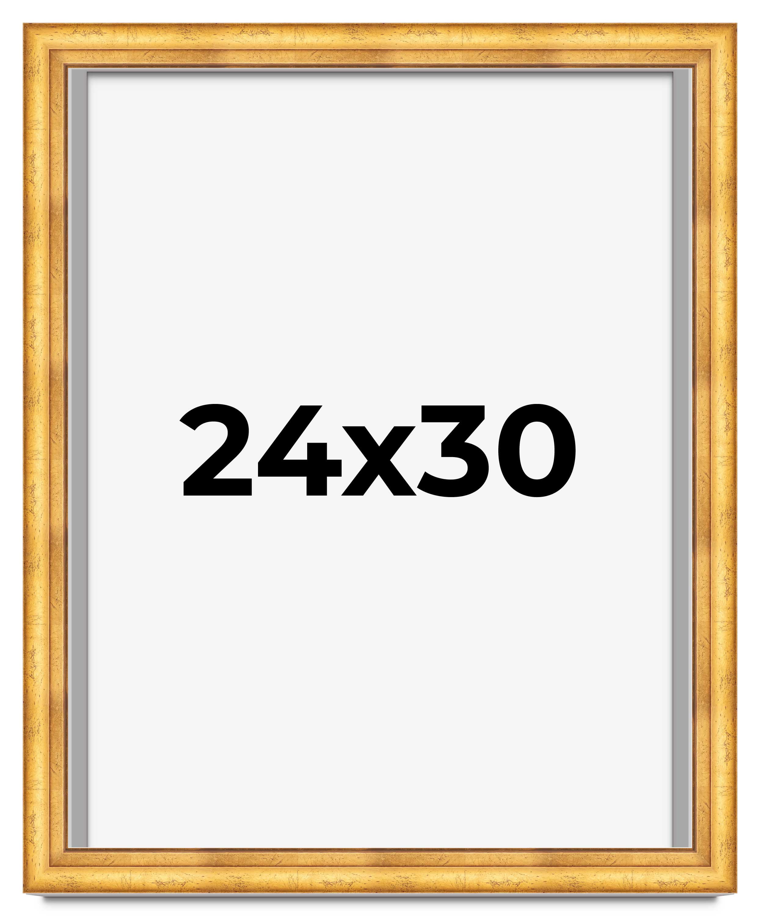 24x30 Shadow Box 1.75" Deep Gold Picture Frame - UV Acrylic, Backing ...