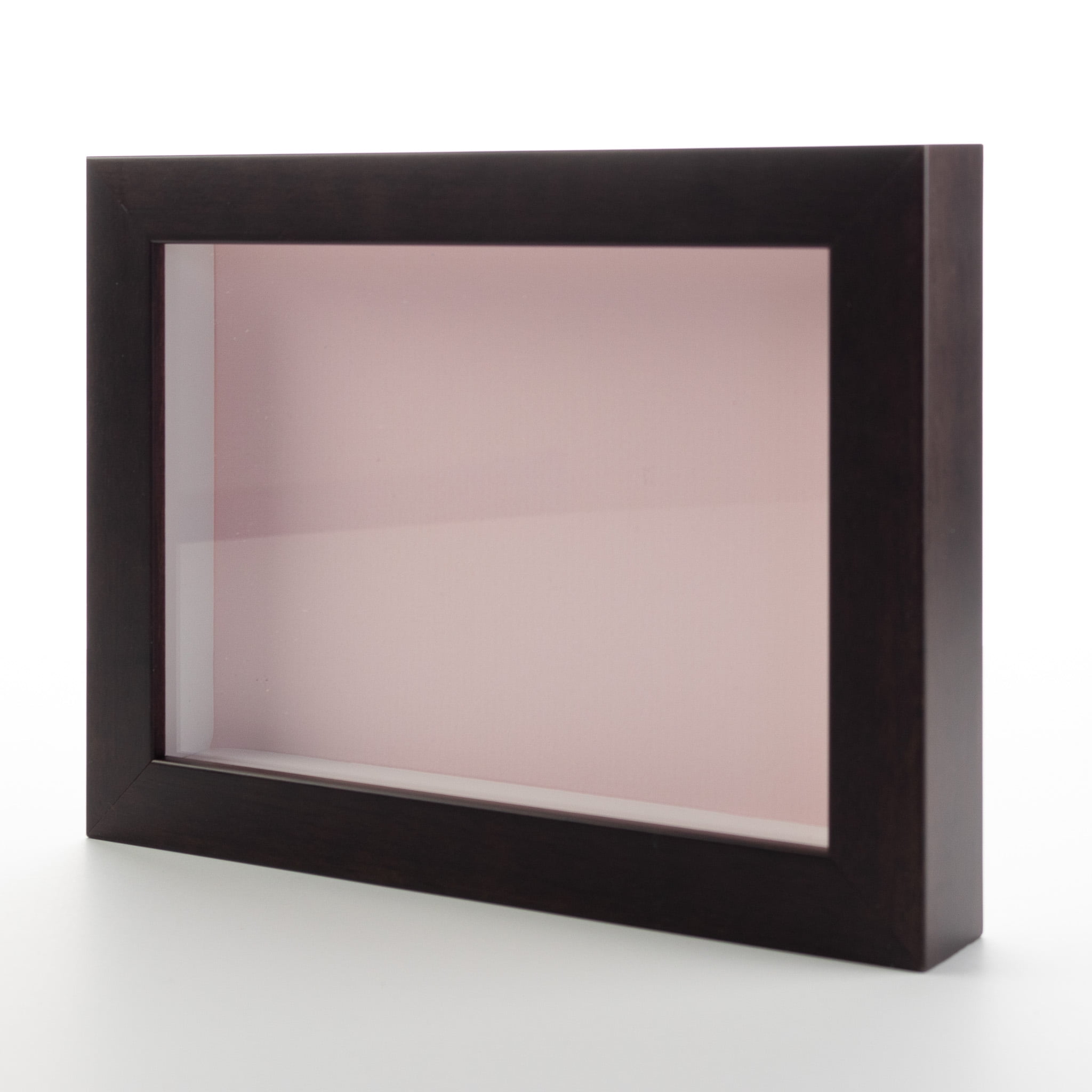 24x30 Shadow Box Frame Dark Brown Real Wood with a Pink Acid-Free ...