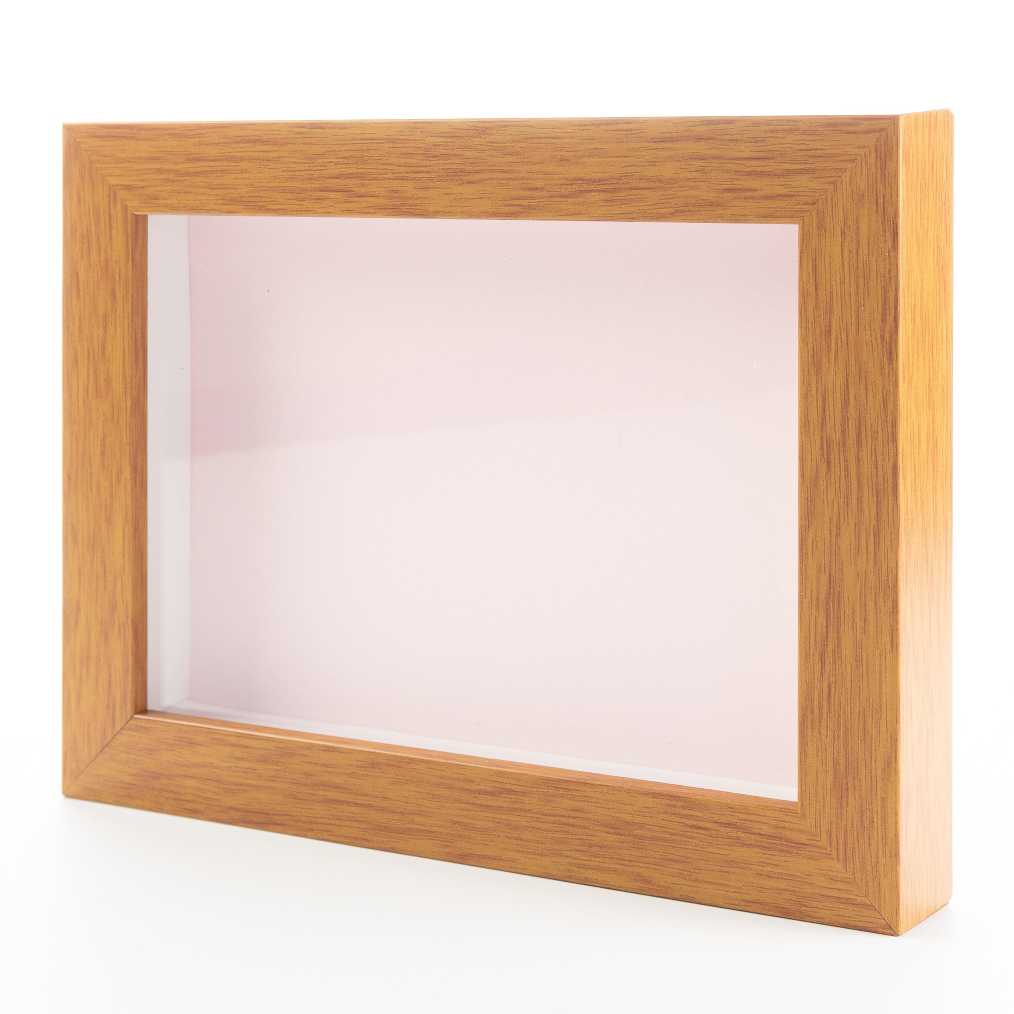 24x30 Shadow Box Frame Light Brown Real Wood with a Pink Acid-Free ...