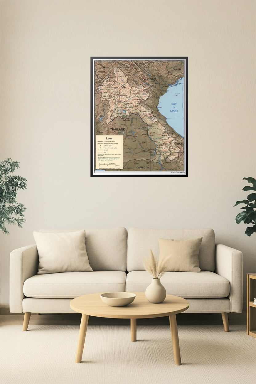 24x30in Poster Laos Administrative & Topographic Map – Political and ...