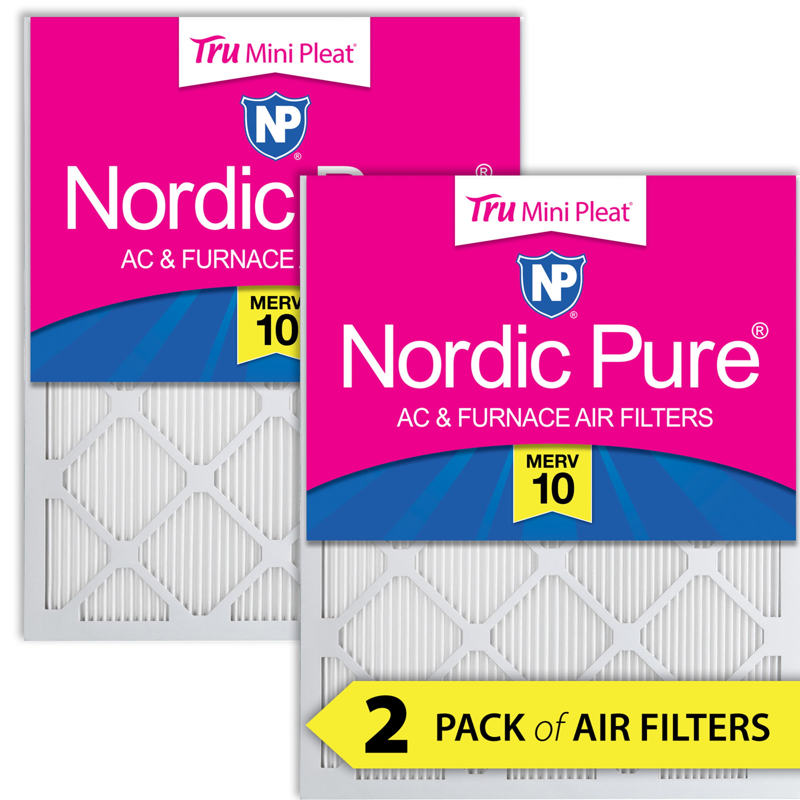 24x30x1 Nordic Pure Tru Mini Pleat MERV 10 AC Furnace Air Filters 2 ...