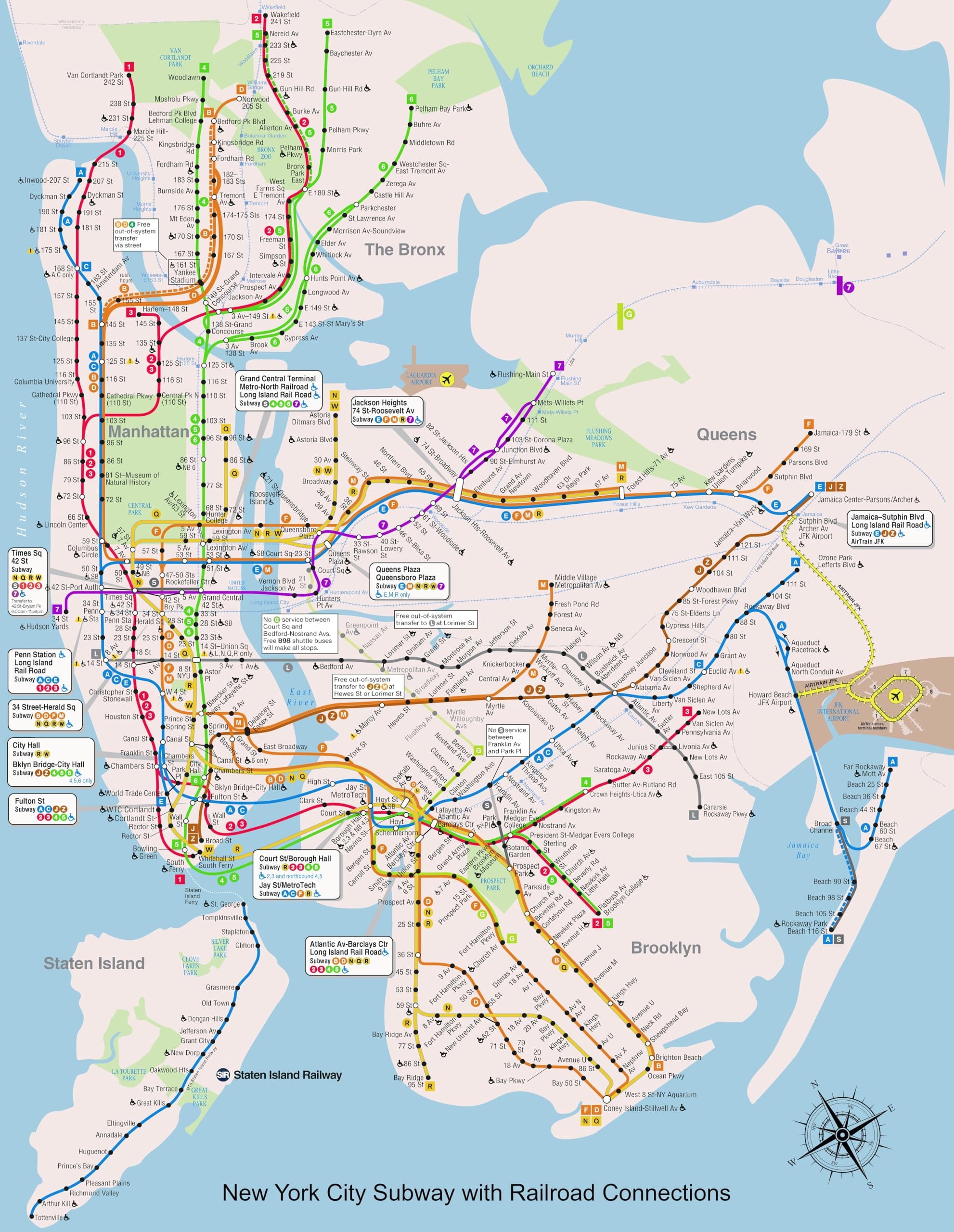 24x31in New York City subway metro underground tube plan with bus and ...