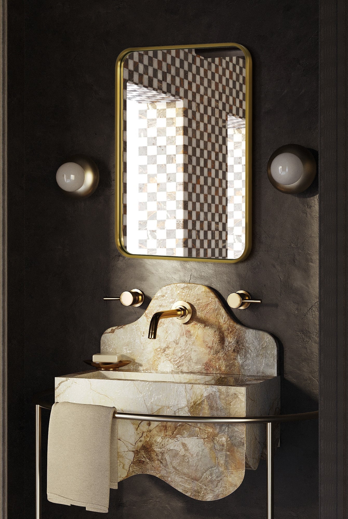 24x32'' Gold Mirrors for Bathroom, Gold Bathroom Vanity Mirror, Rounded Rectangle Mirror ...