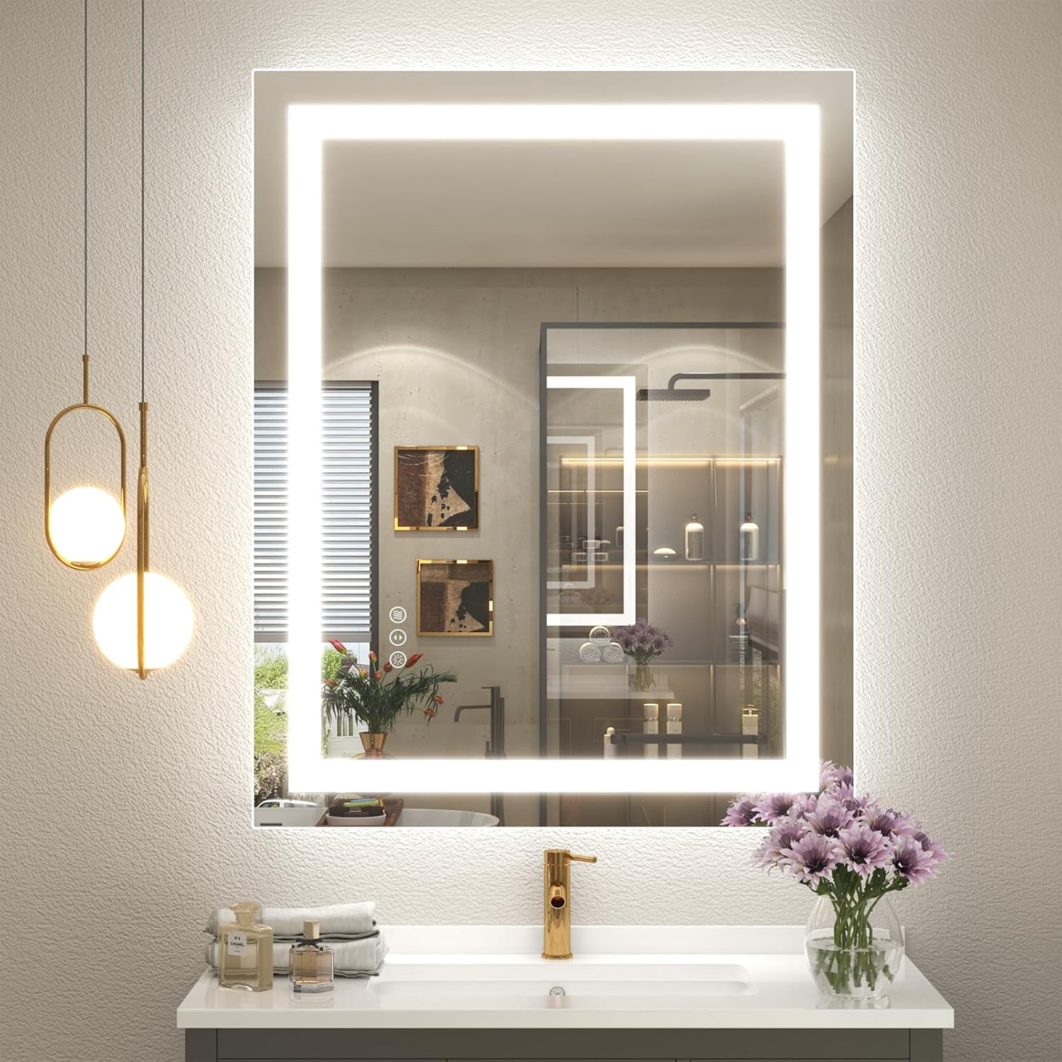 24x32 LED Bathroom Mirror, Dimmable Vanity Mirror for Wall, Backlit and ...