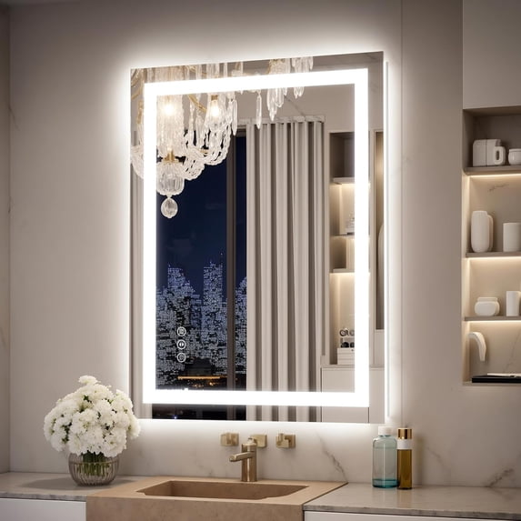 24x32 LED Bathroom Mirror with Lights – Anti-Fog, Dimmable, Backlit ...