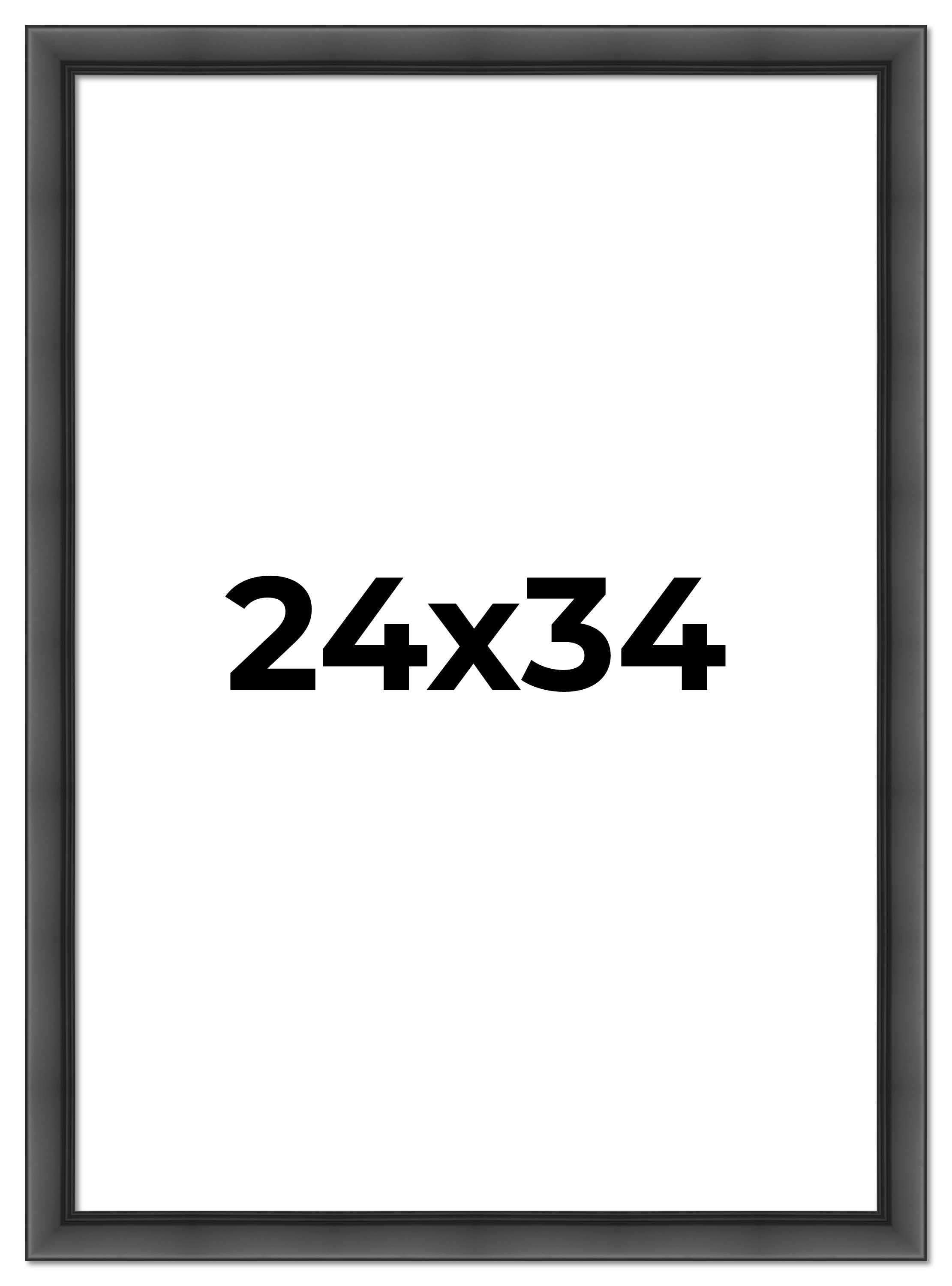 24x34 - 24 x 34 Contemporary Black Solid Wood Frame with UV Framer's ...