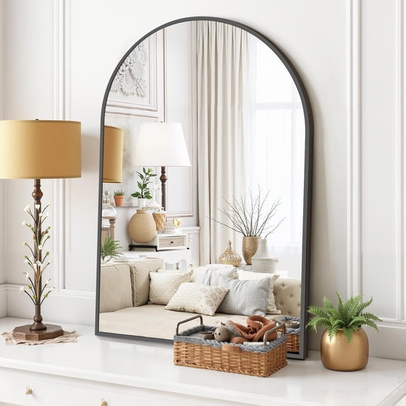 24x36 Arched Black Bathroom Mirror, Shatterproof Wall Vanity Mirror ...