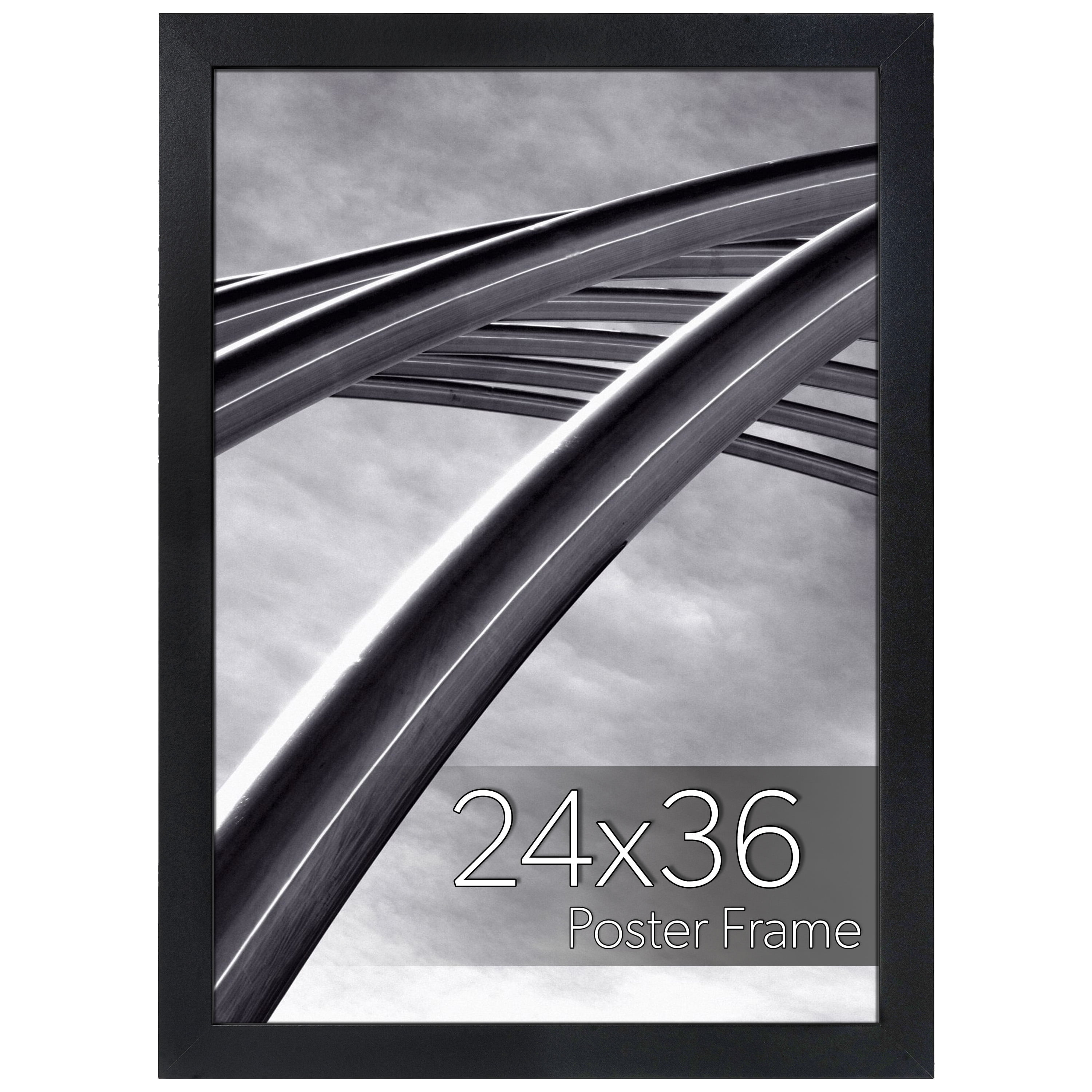 Craig Frames 24x36 Black Poster Frame, Wall Hanging, Recycled MDF, Plexiglass Front - Walmart.com