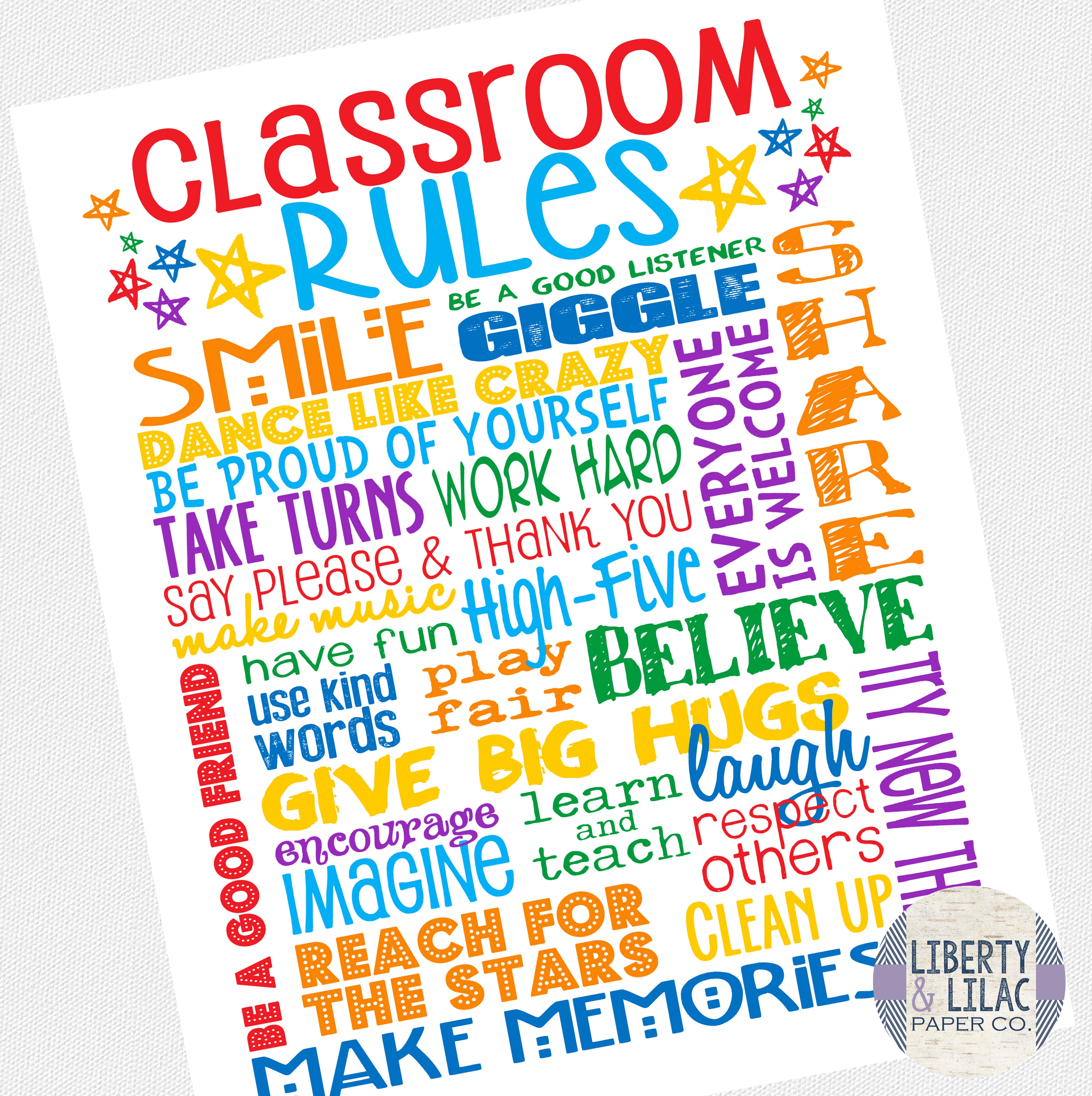 24x36" Classroom Rules Poster Classroom Art Inspirational Poster for ...