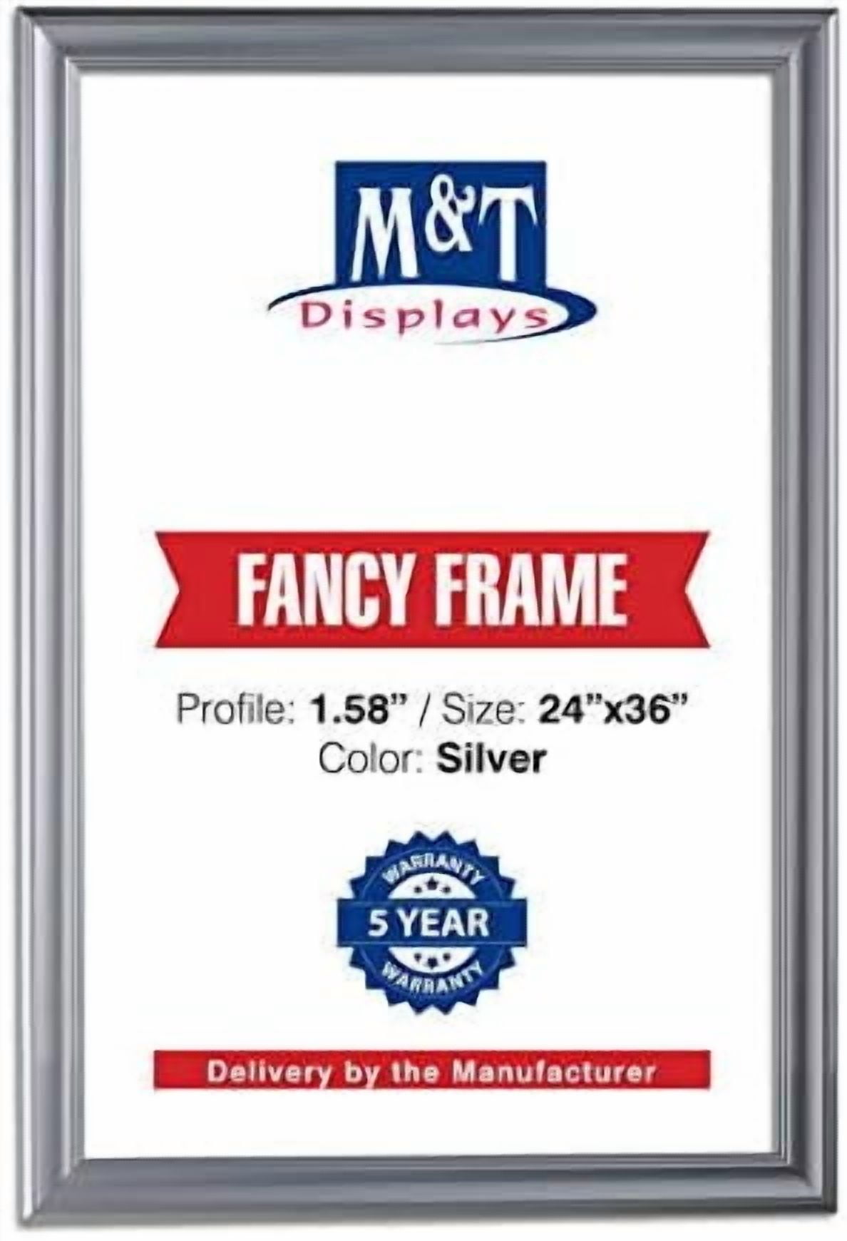24x36 Fancy Snap Poster Frame - Silver Aluminum Front Loading Wall ...
