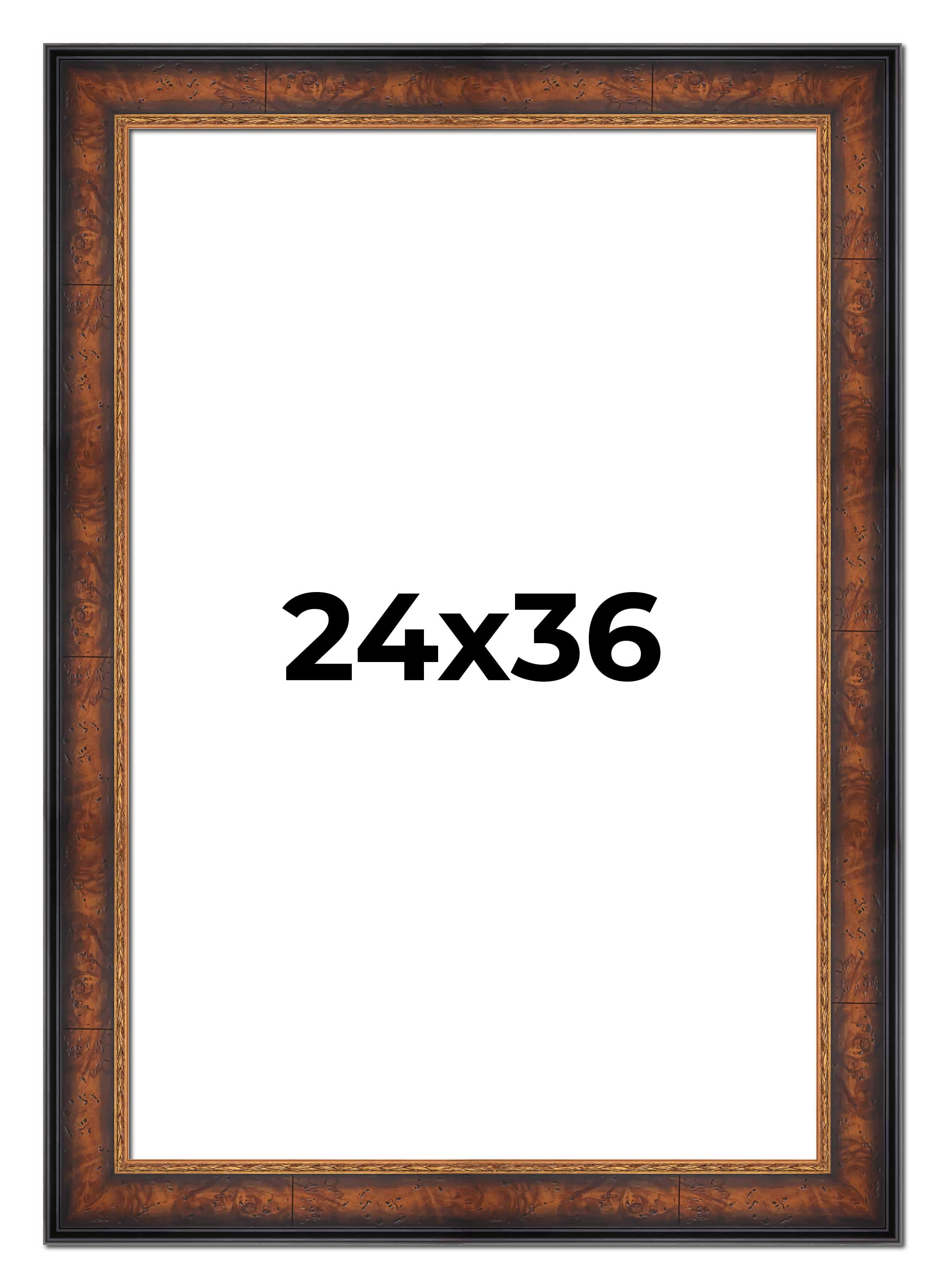 24x36 Frame Brown Walnut Gold Ornate Trim Solid Wood Plein Air Picture ...