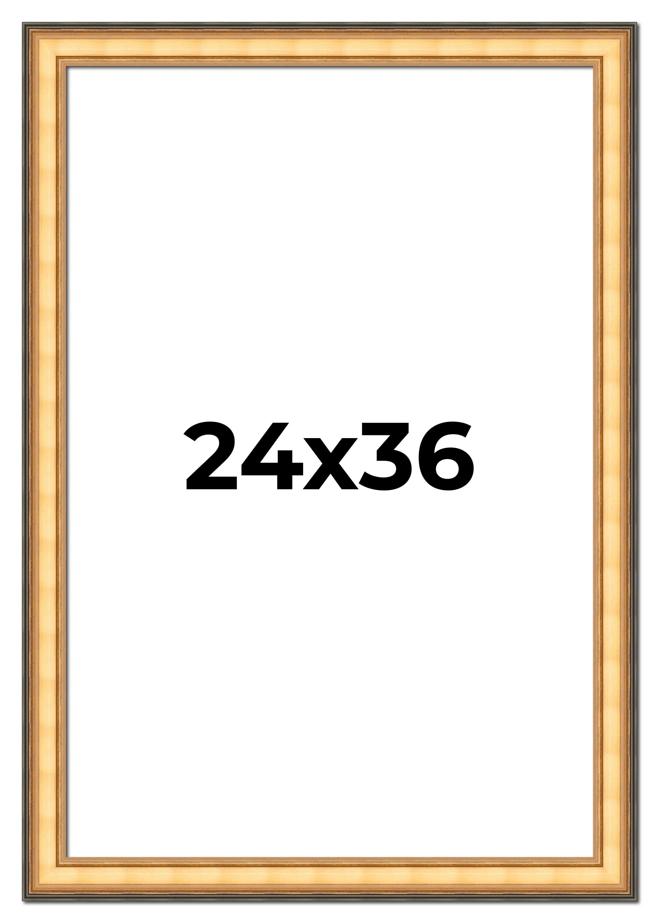 24x36 Frame Gold Plein Aire Solid Wood Picture Frame Width 2 Inches ...