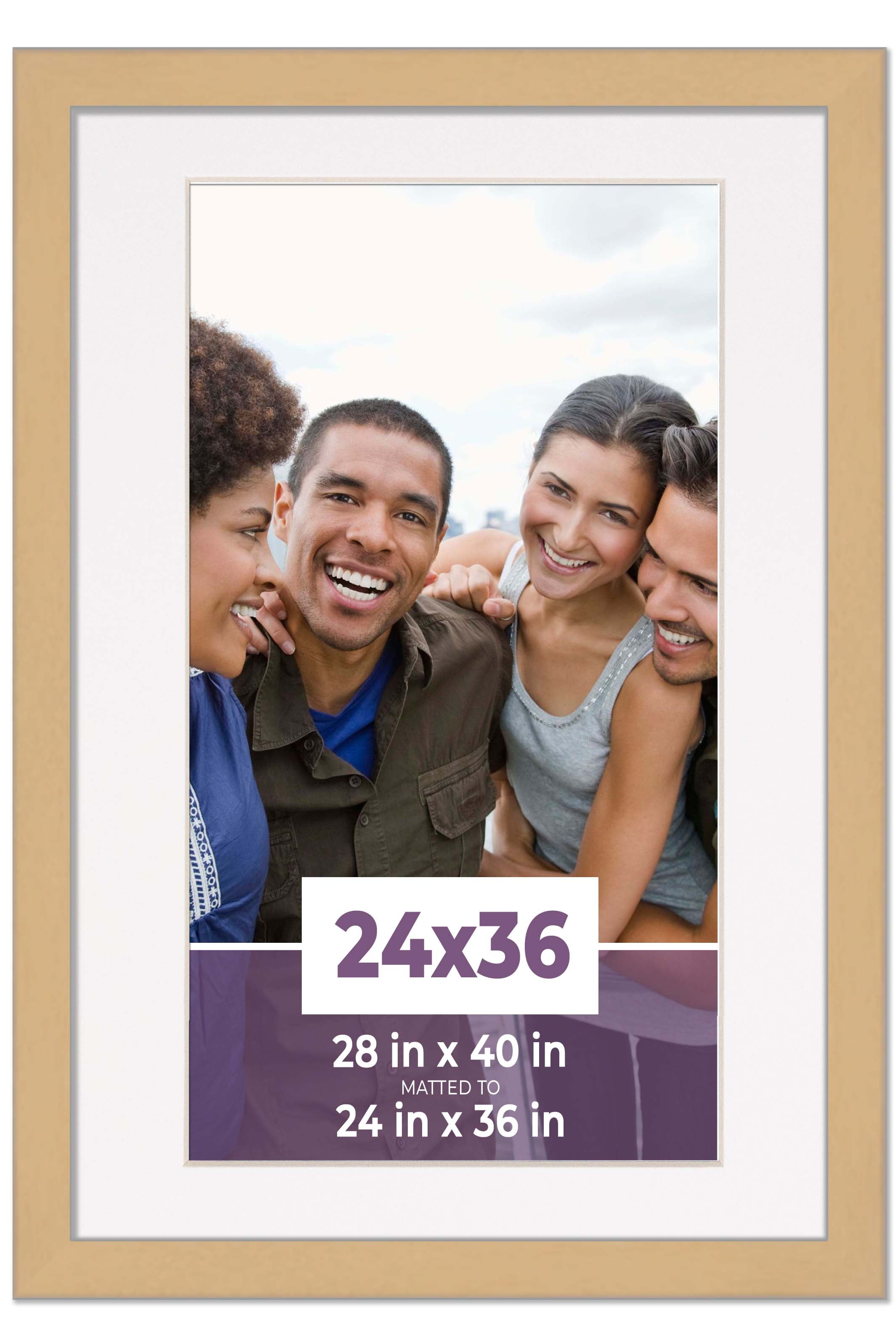 24x36 Frame Natural With White Picture Mat For 24x36 Photo - Natural ...