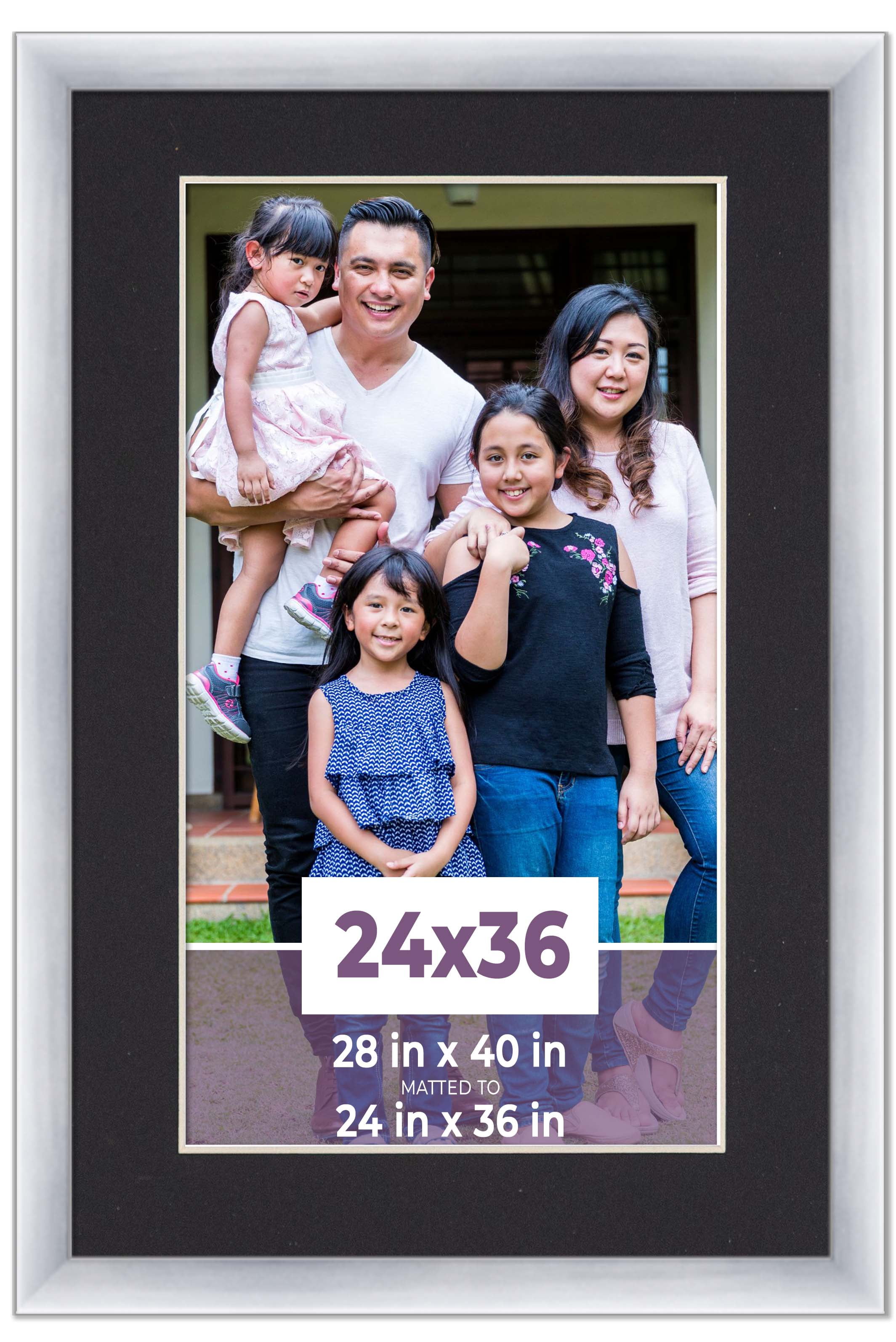 24x36 Frame Silver With Black Picture Mat For 24x36 Photo - Silver ...