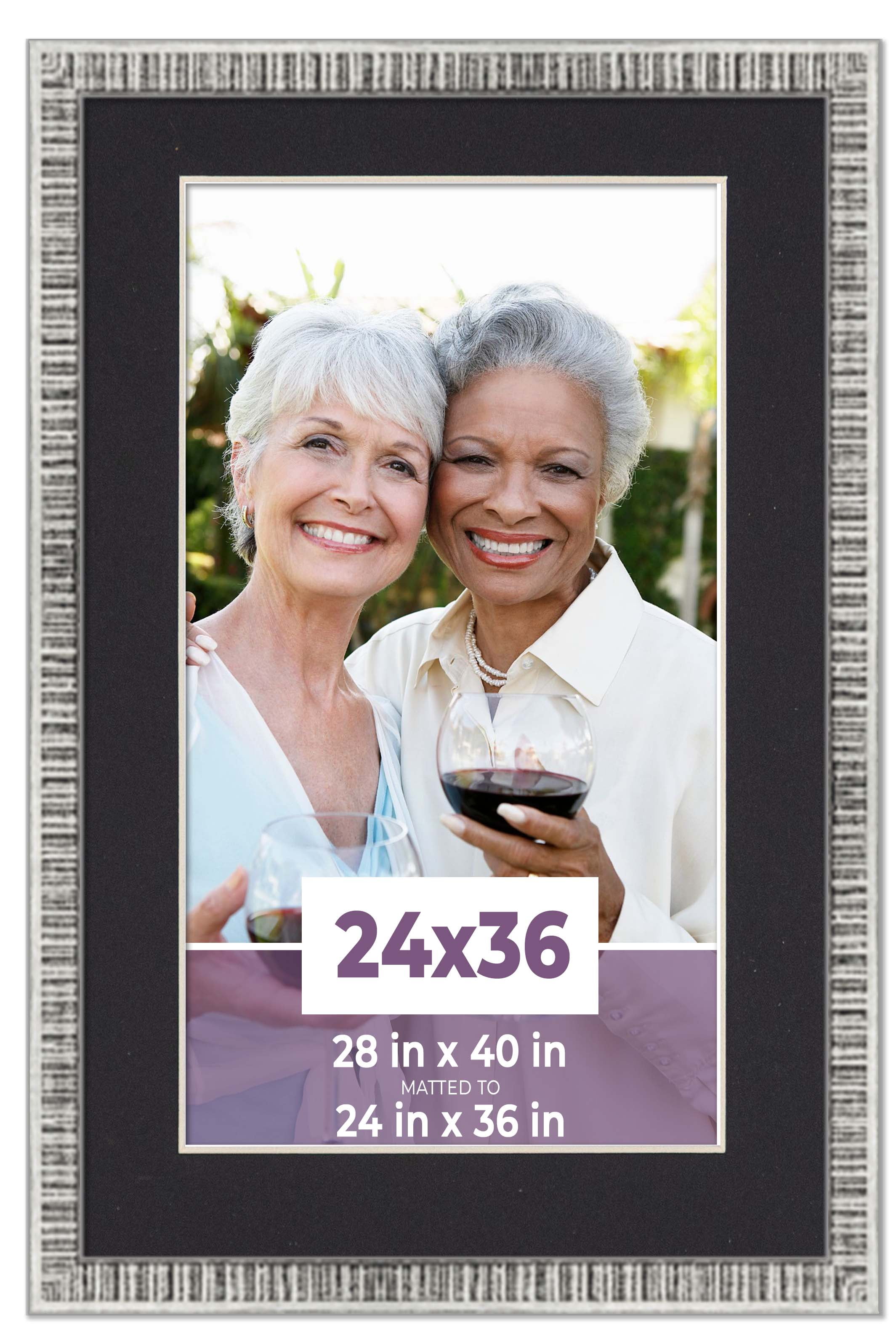 24x36 Frame Silver With Black Picture Mat For 24x36 Photo - Silver ...