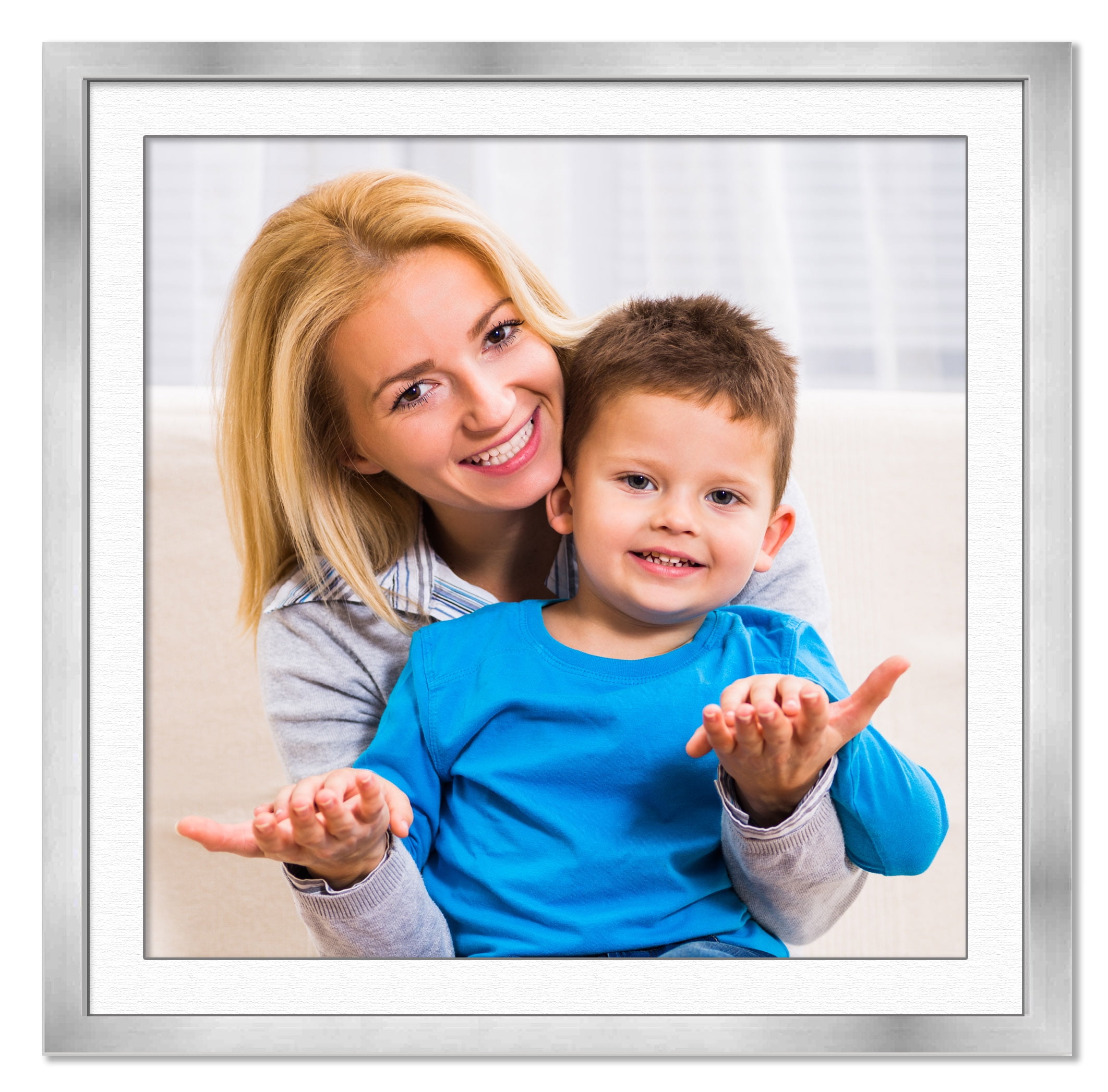 24x36 Frame with Mat - Silver 28x40 Frame Wood Made to Display Print or ...