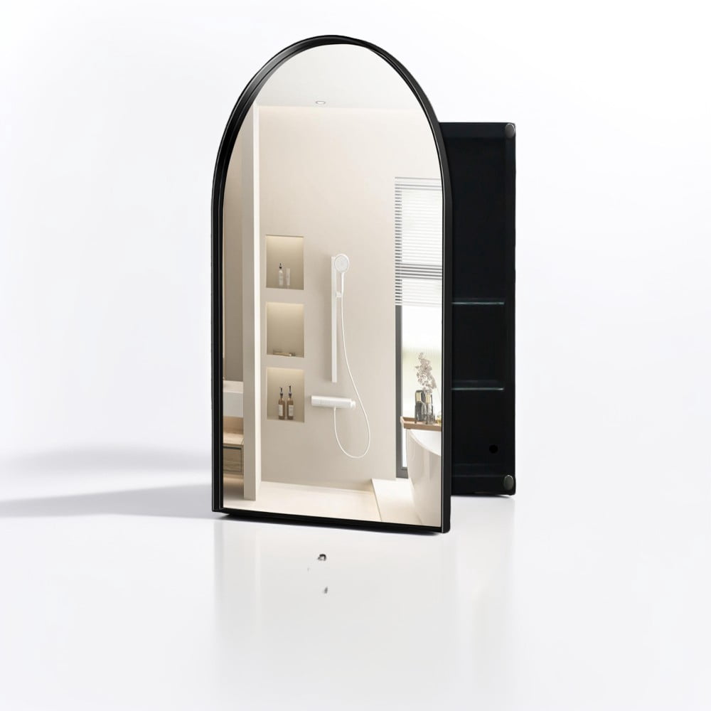 24x36 Inch Arched Recessed Medicine Cabinet Metal Framed Bathroom Wall ...