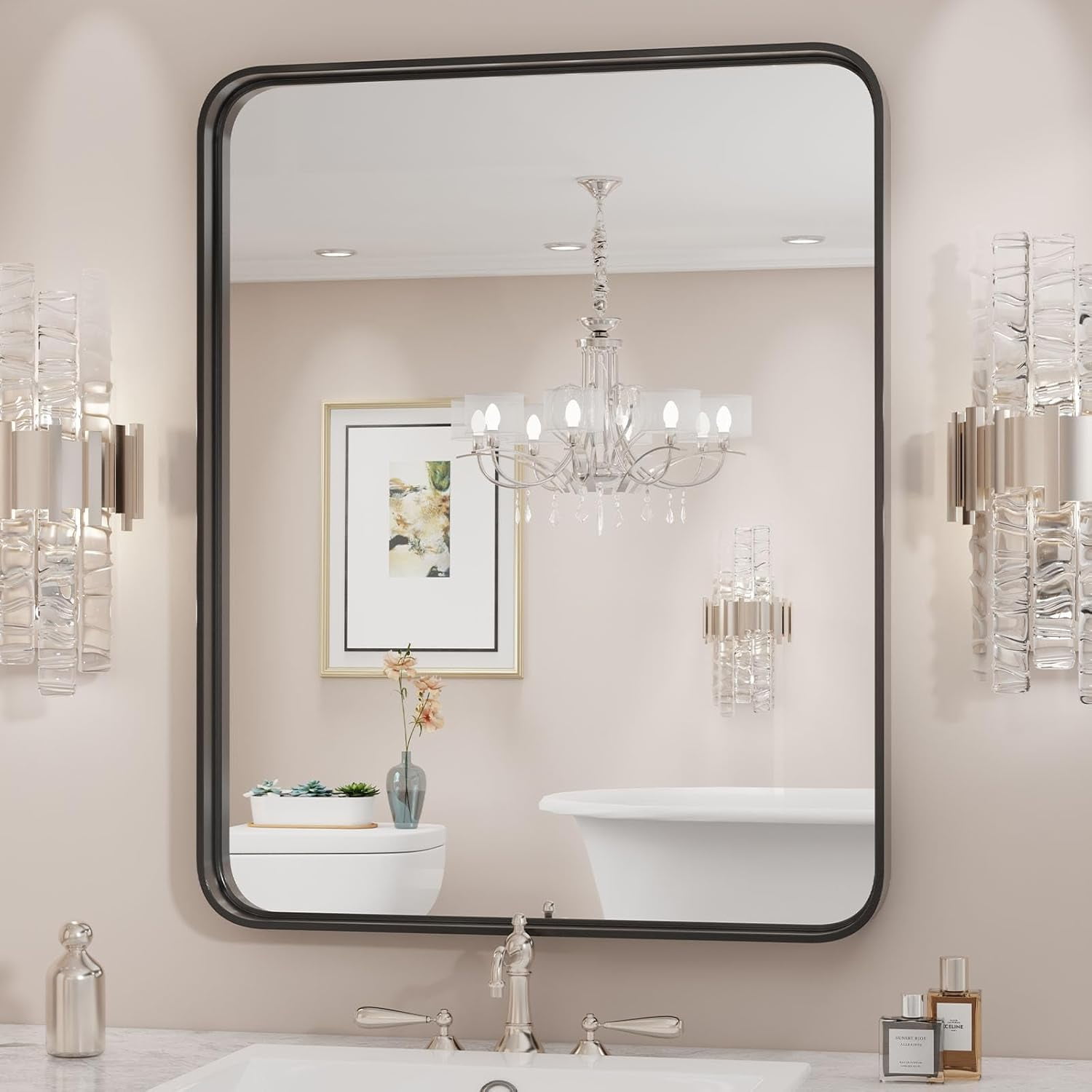 24x36 Inch Black Bathroom Vanity Mirror for Wall, Rectangle Farmhouse ...